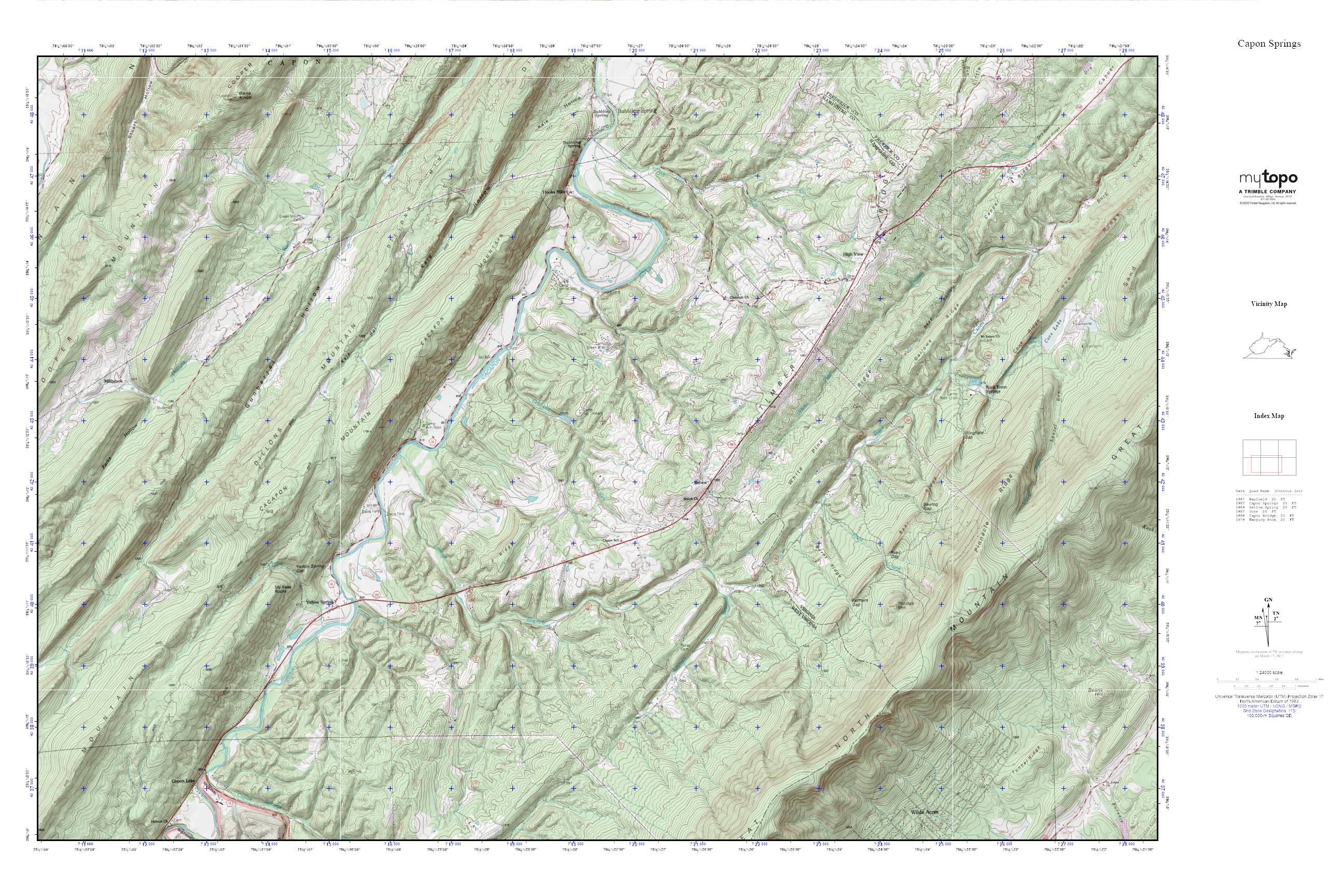 Capon Springs MyTopo Explorer Series Map – MyTopo Map Store
