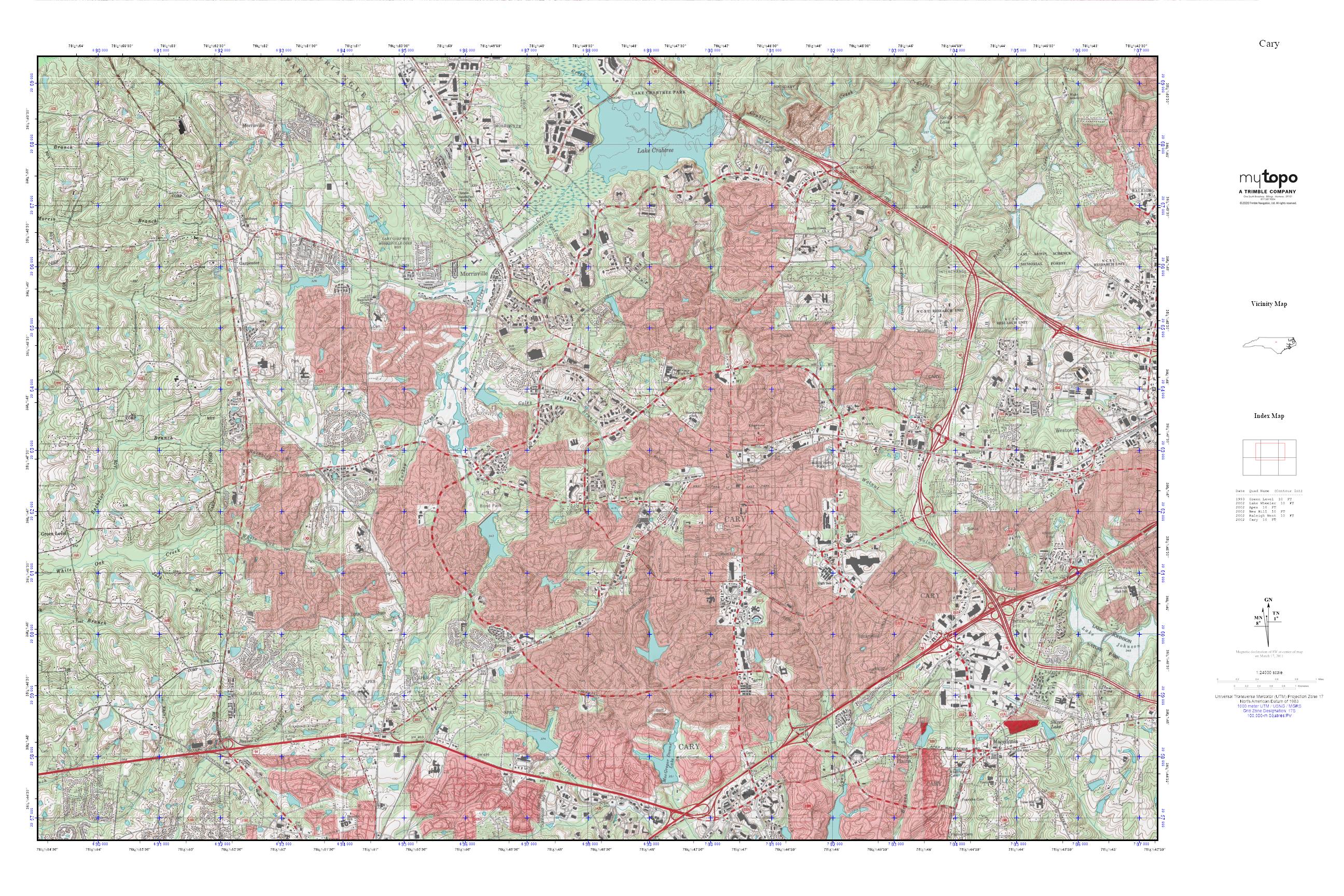 Cary MyTopo Explorer Series Map – MyTopo Map Store