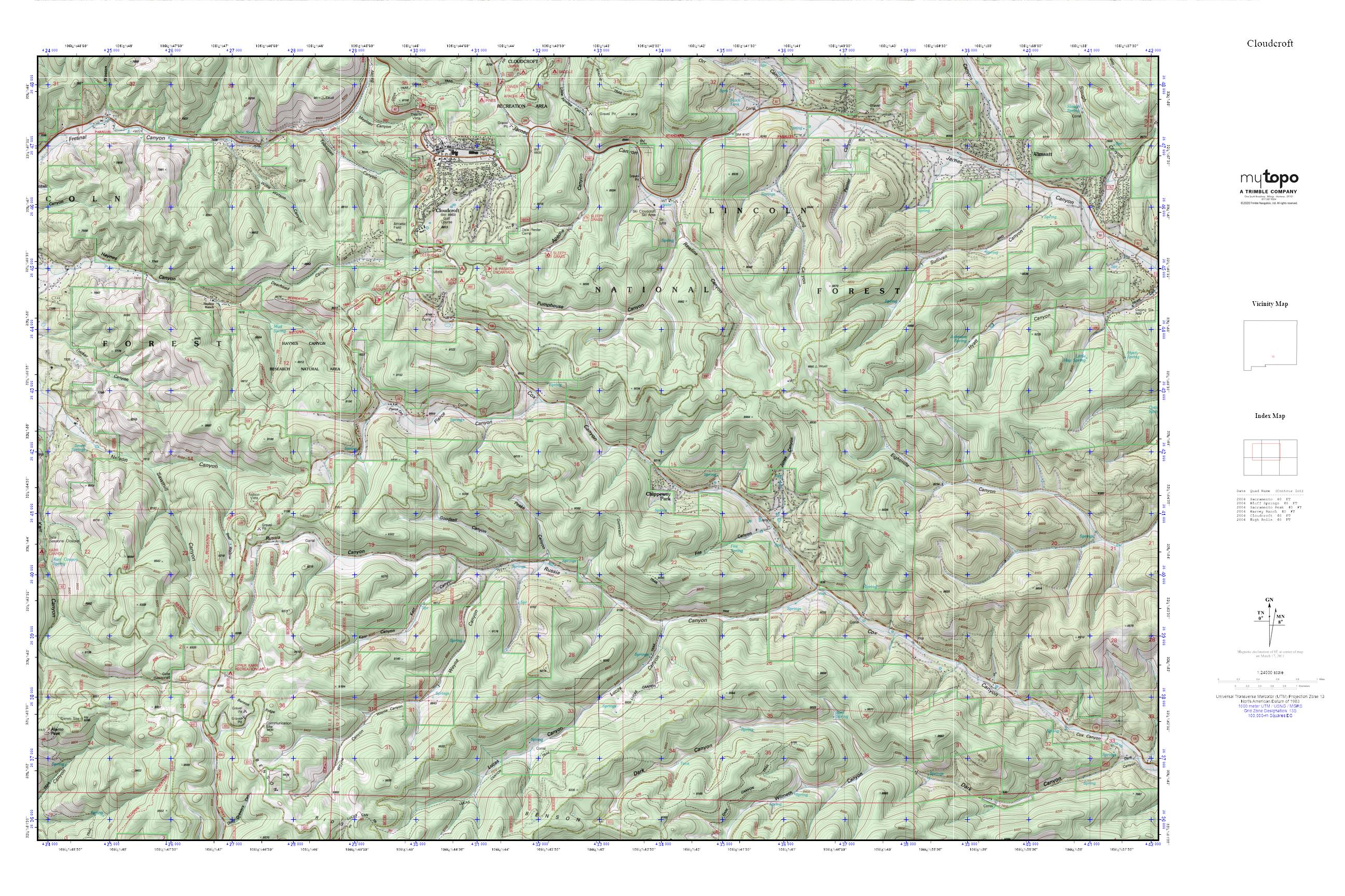 Cloudcroft MyTopo Explorer Series Map – MyTopo Map Store