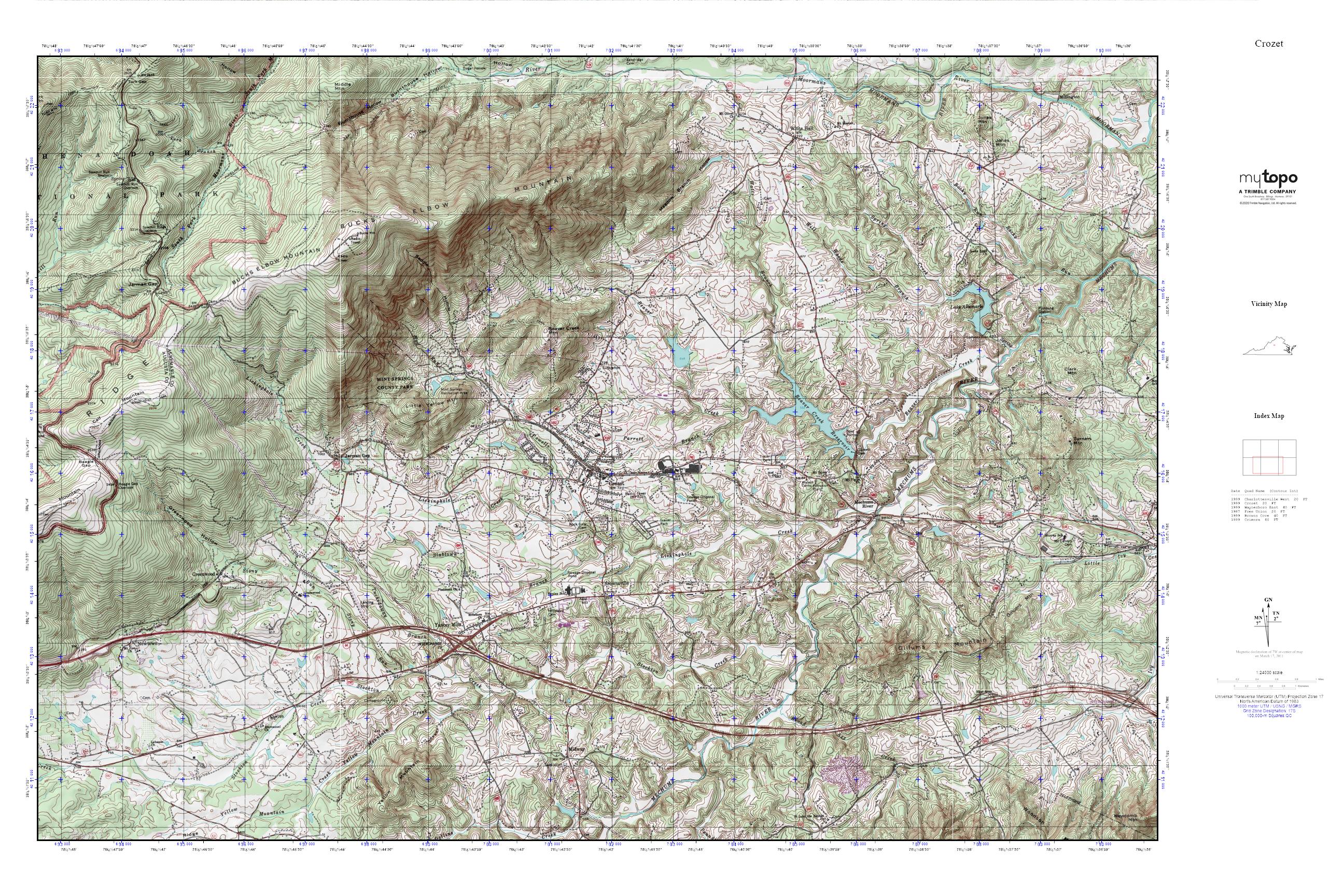 Crozet MyTopo Explorer Series Map – MyTopo Map Store