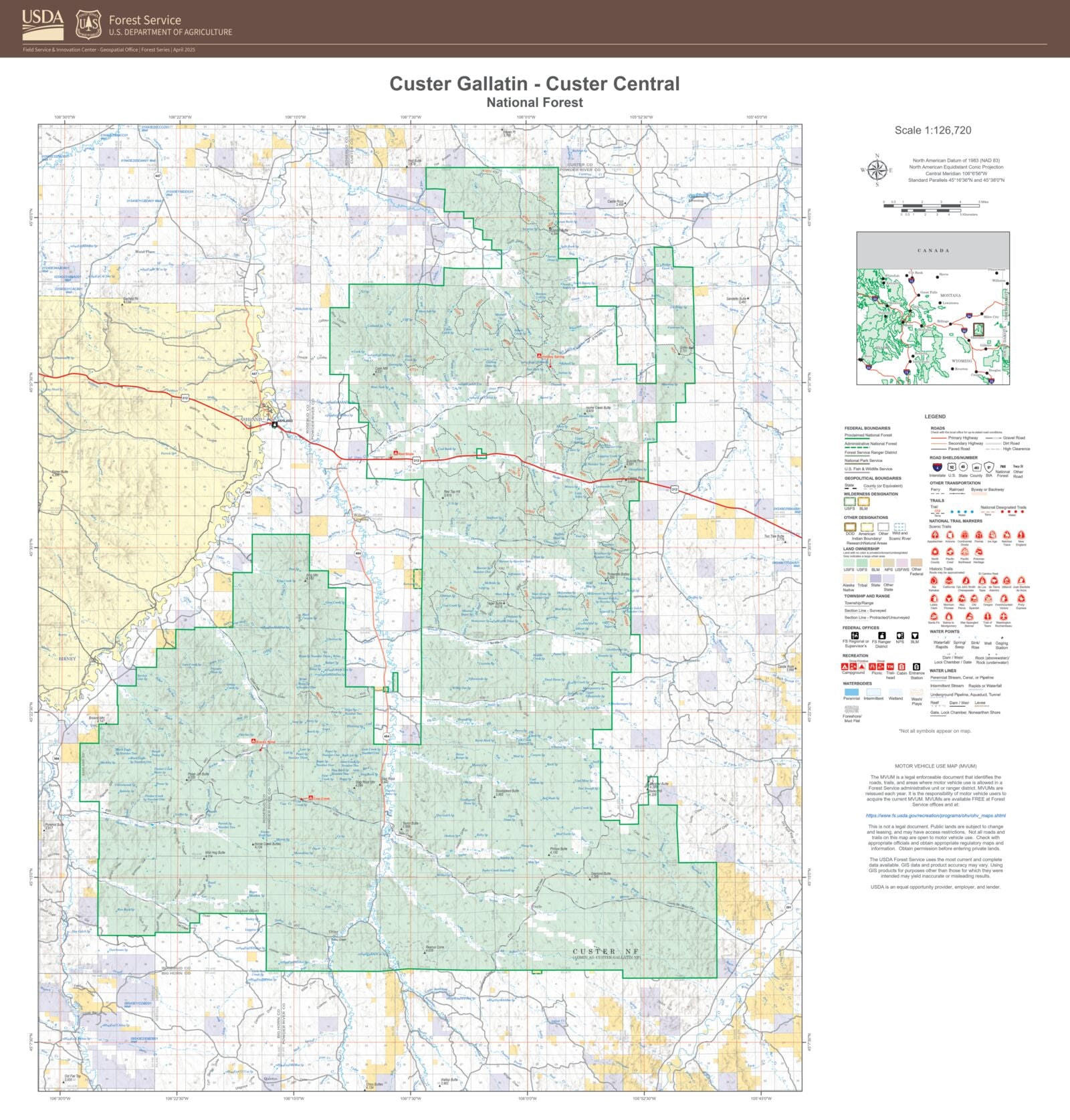 Custer National Forest Central Map – MyTopo Map Store