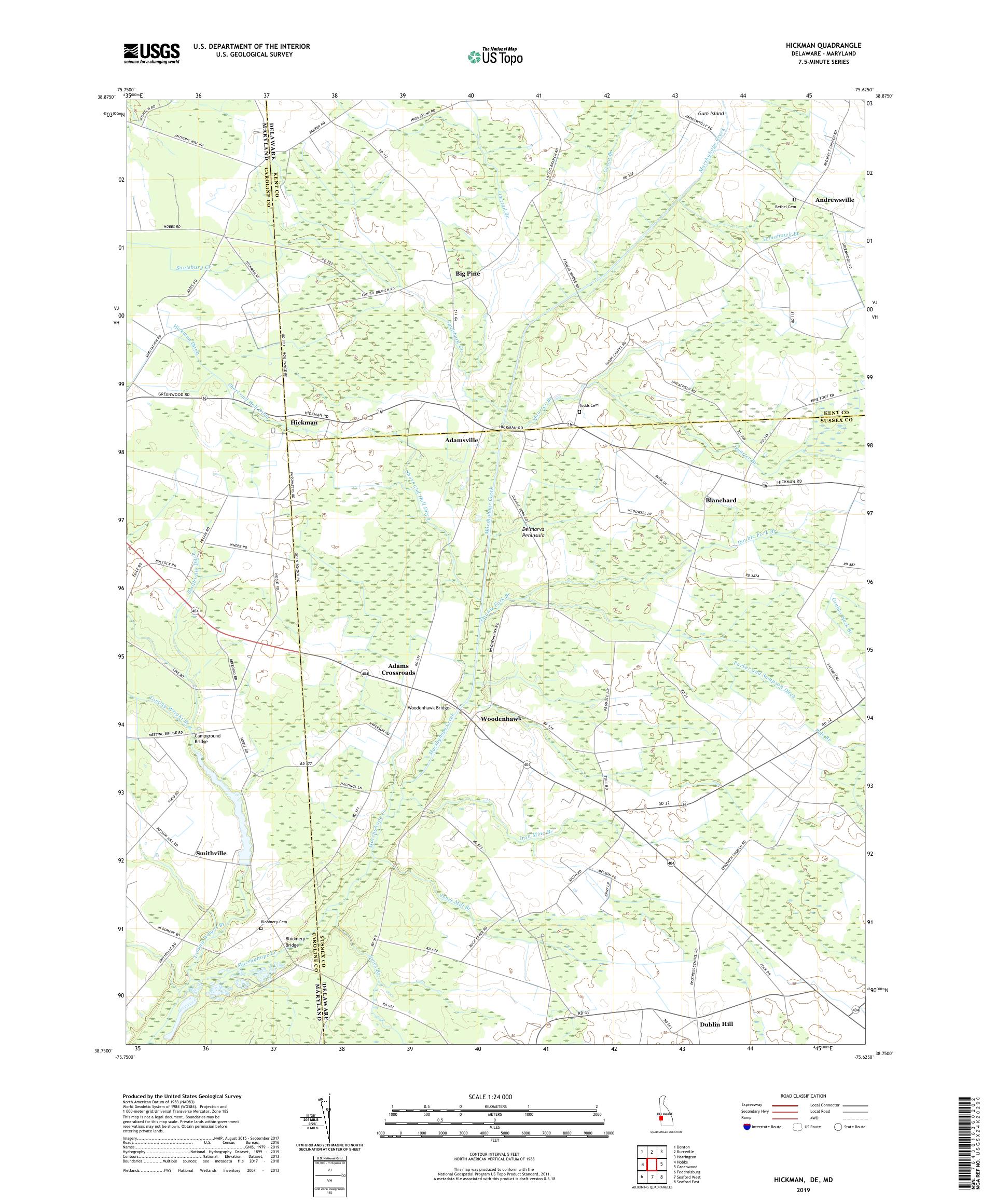 Hickman Delaware US Topo Map – MyTopo Map Store