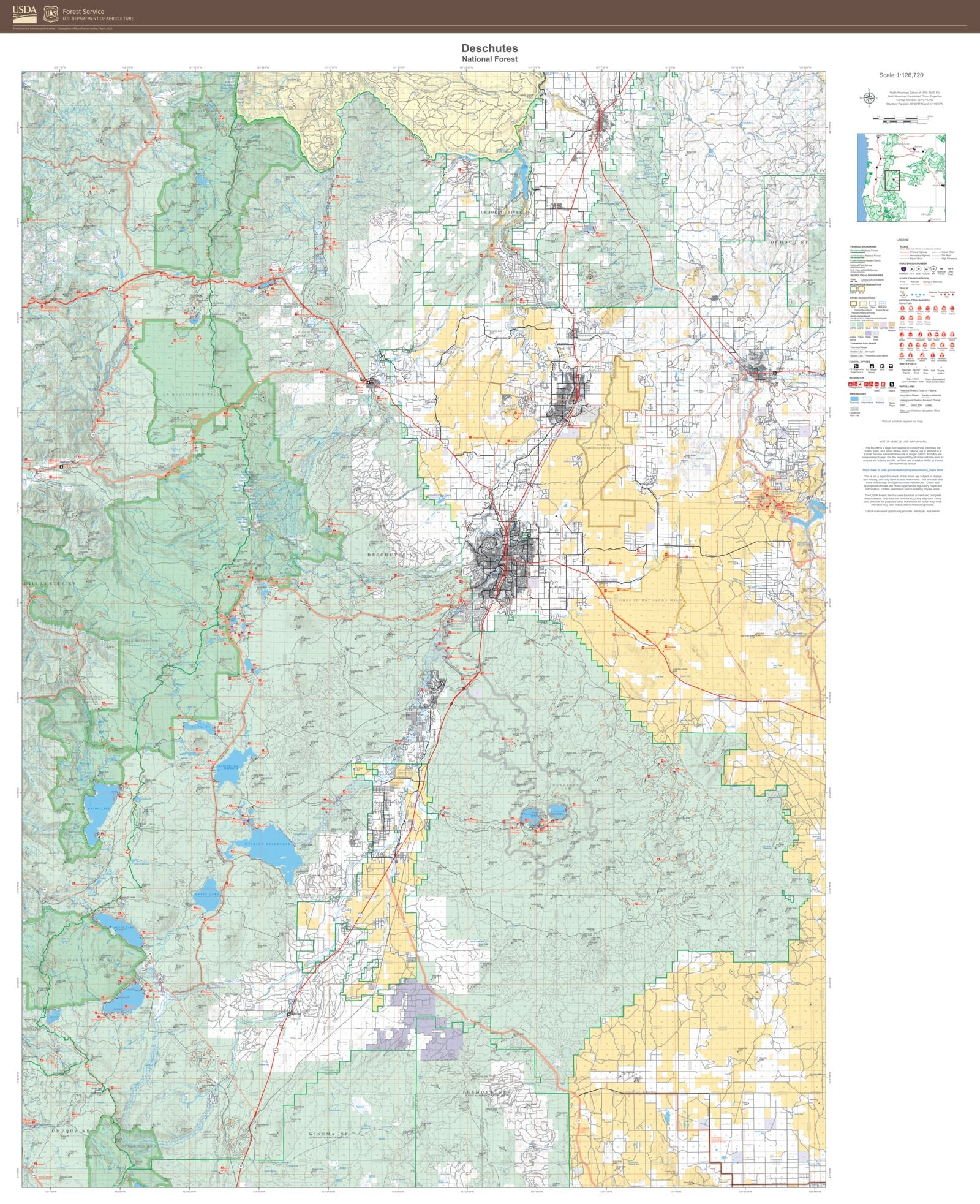 Deschutes National Forest Map – MyTopo Map Store