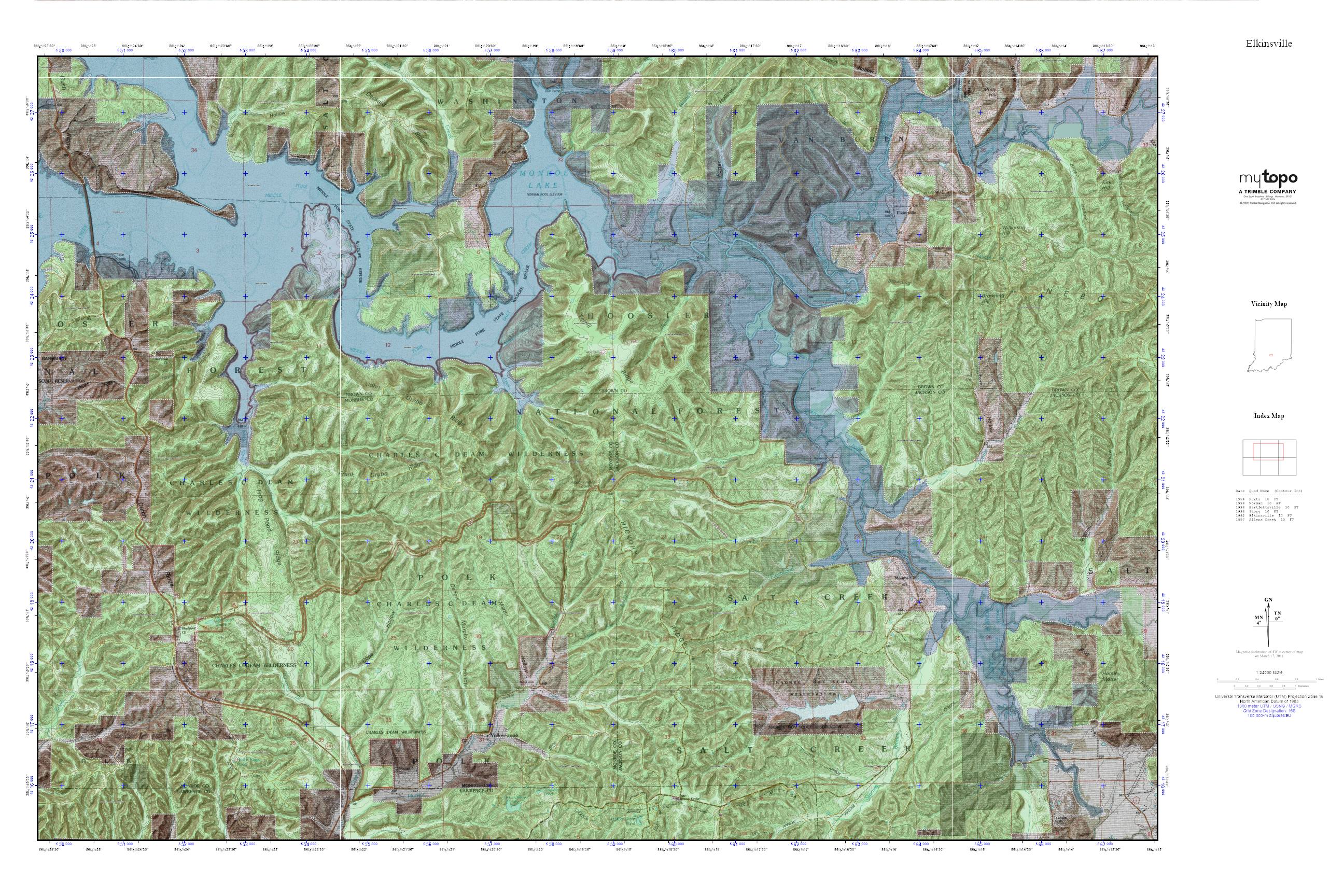 Elkinsville MyTopo Explorer Series Map – MyTopo Map Store