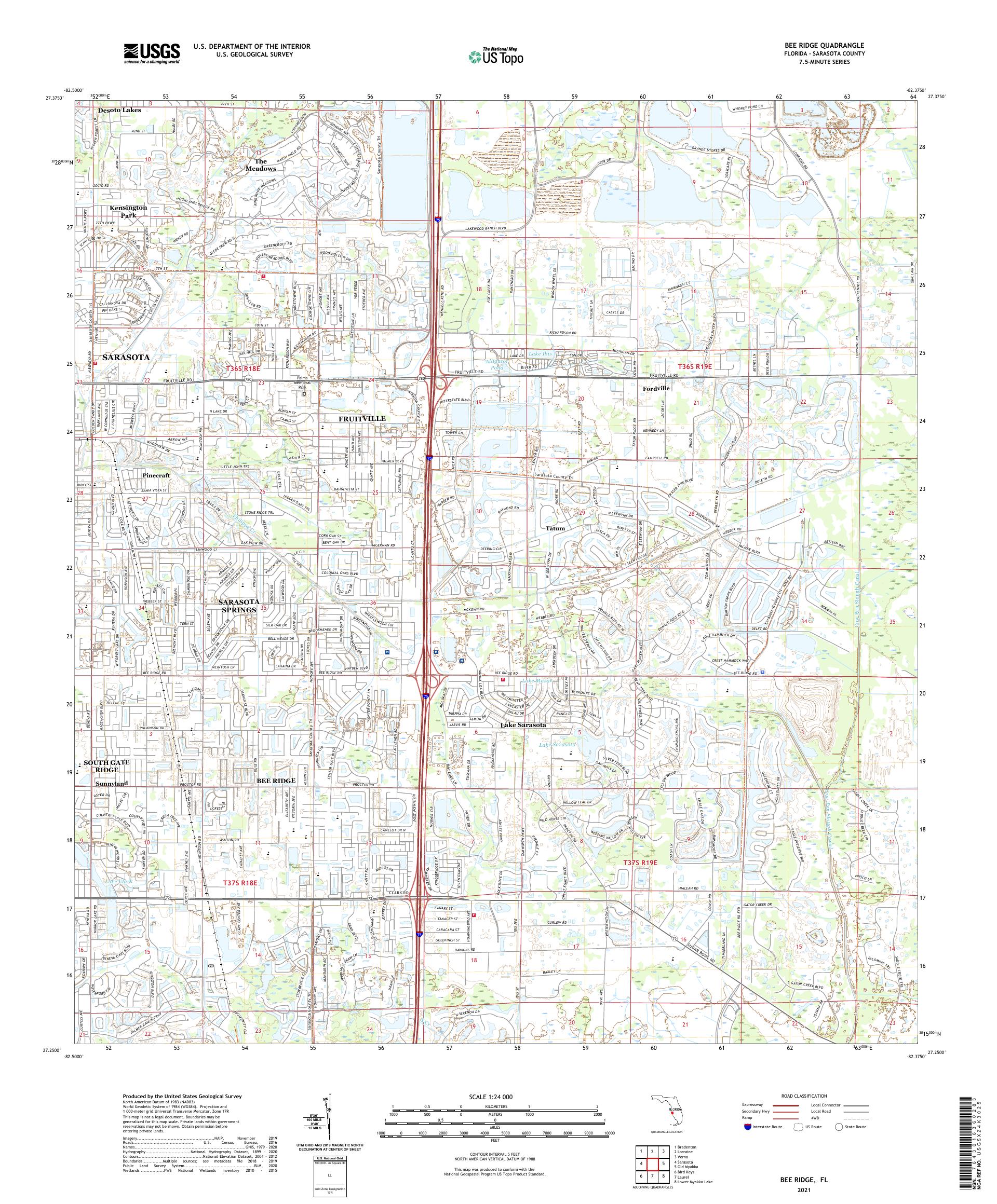 Bee Ridge Florida US Topo Map – MyTopo Map Store