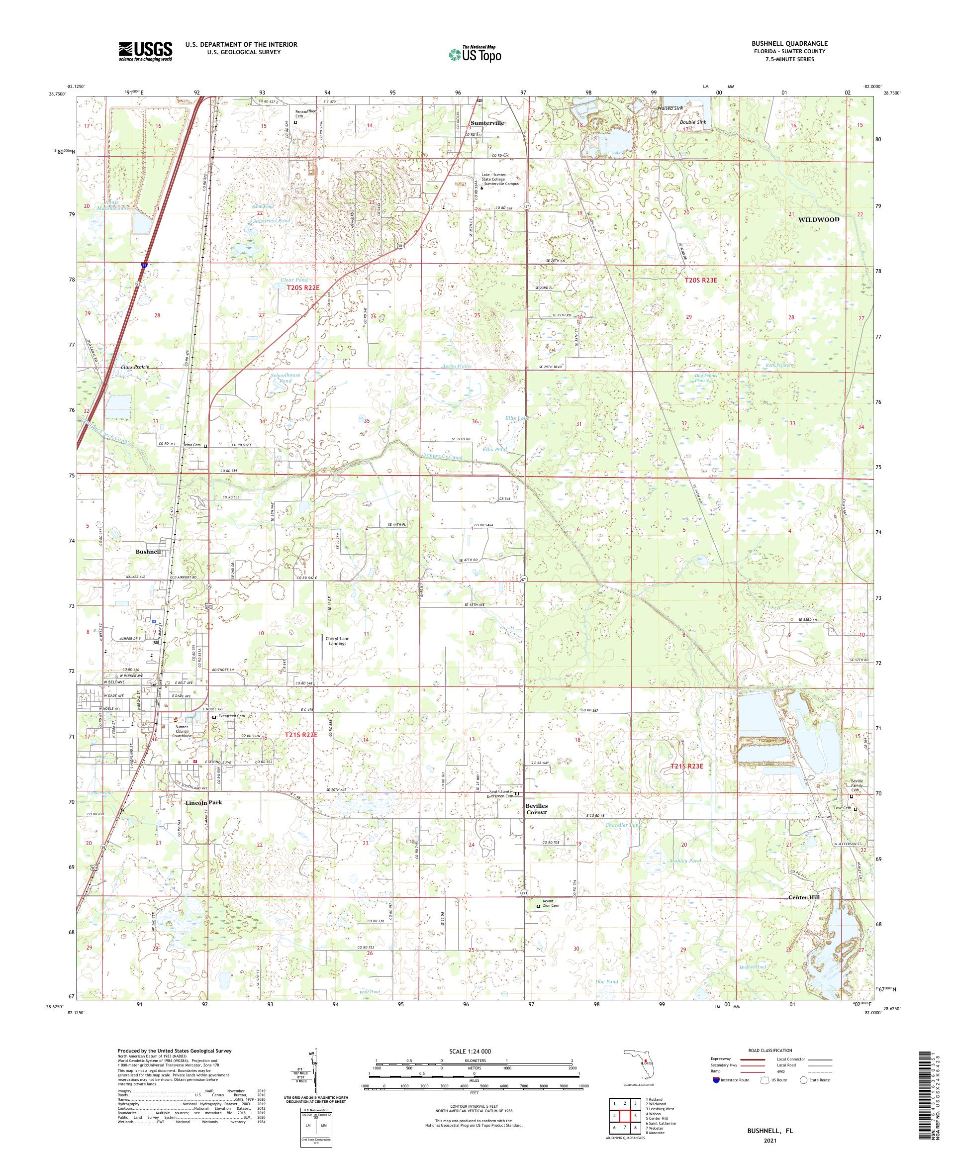 Bushnell Florida US Topo Map – MyTopo Map Store