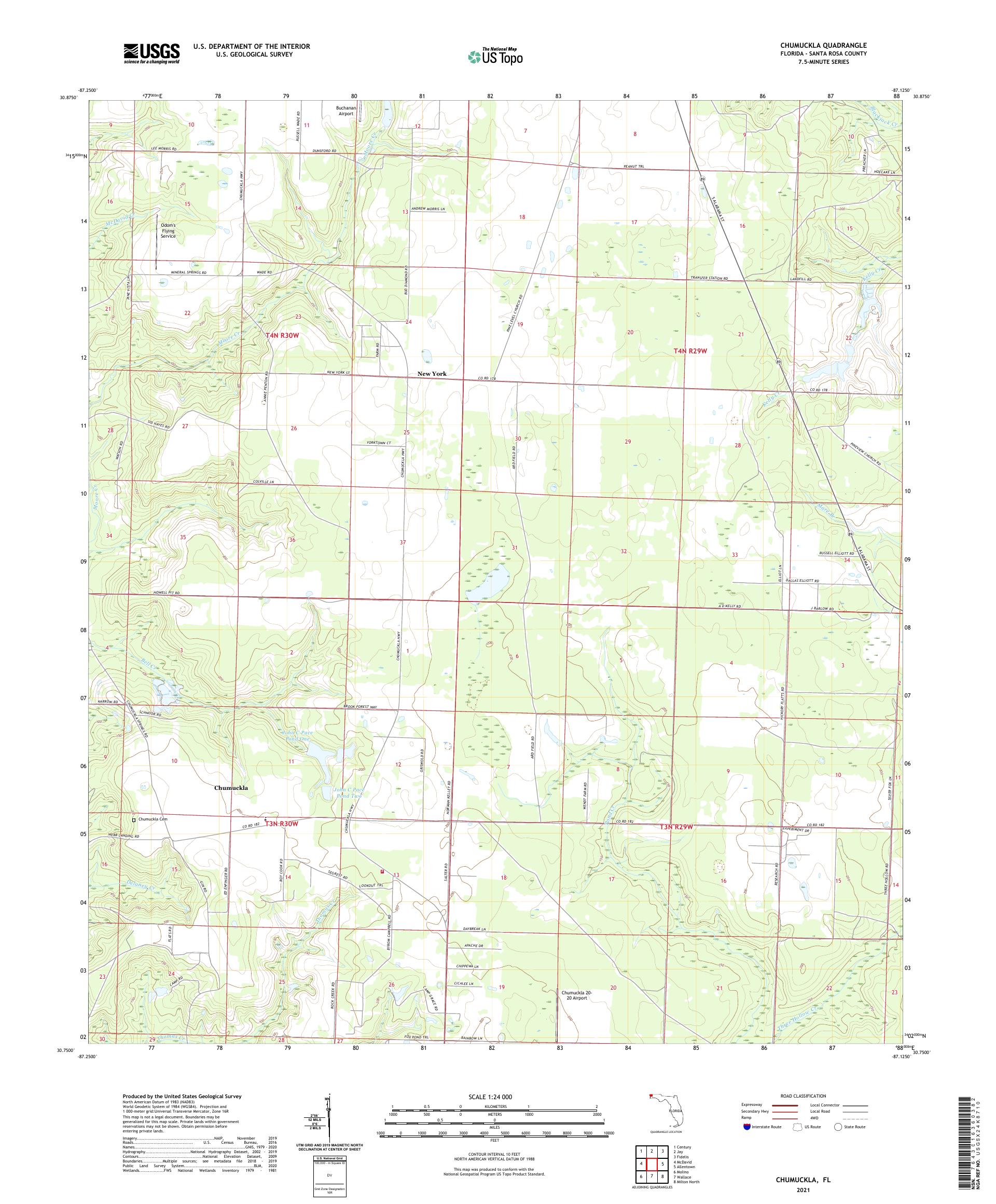 Chumuckla Florida US Topo Map – MyTopo Map Store