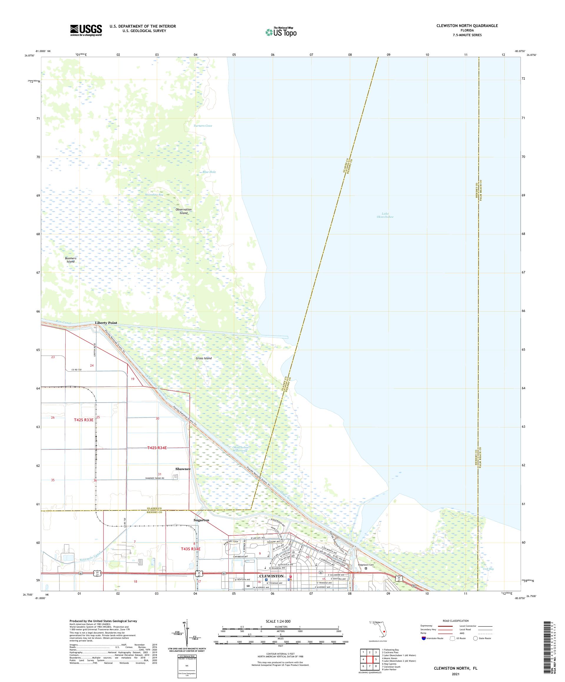 Clewiston North Florida US Topo Map – MyTopo Map Store