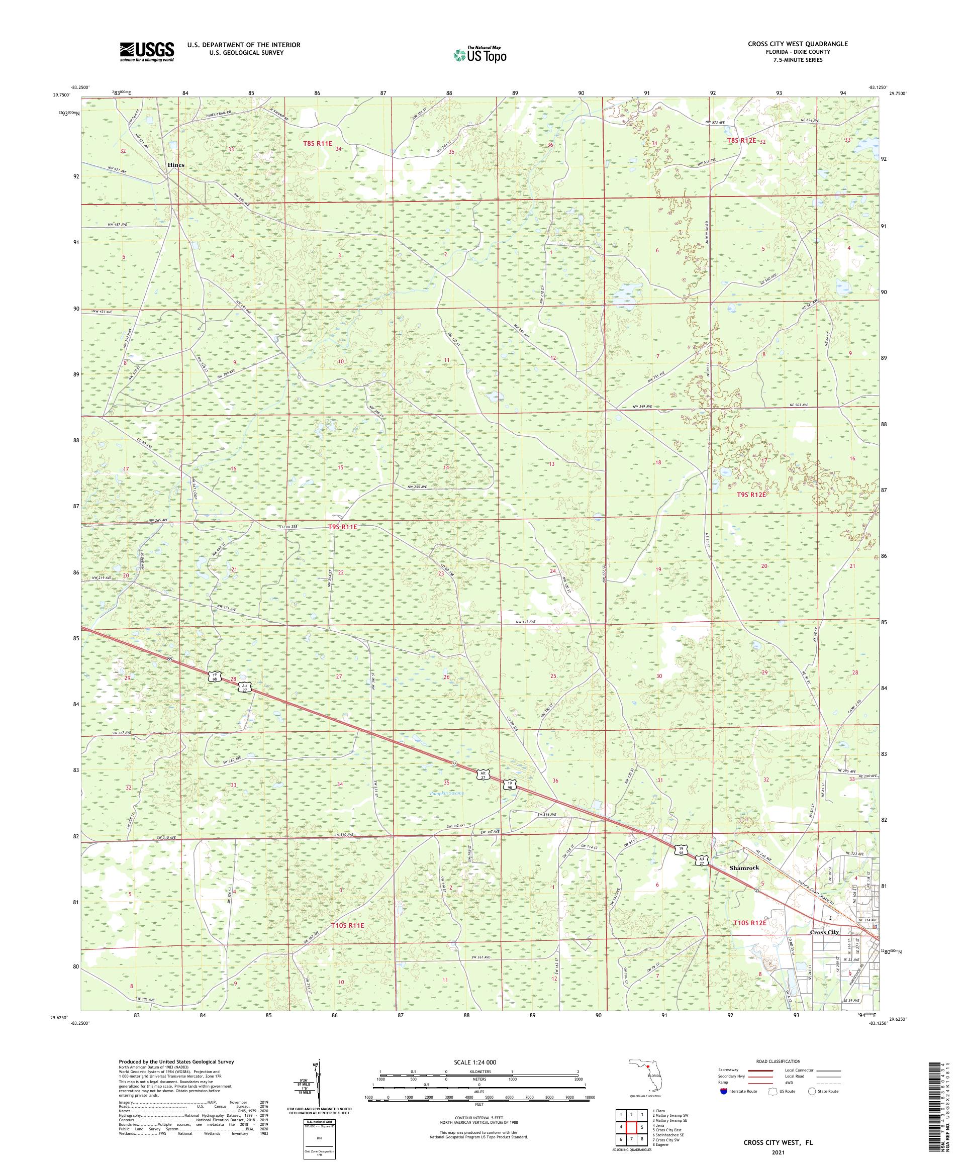 Cross City West Florida US Topo Map – MyTopo Map Store