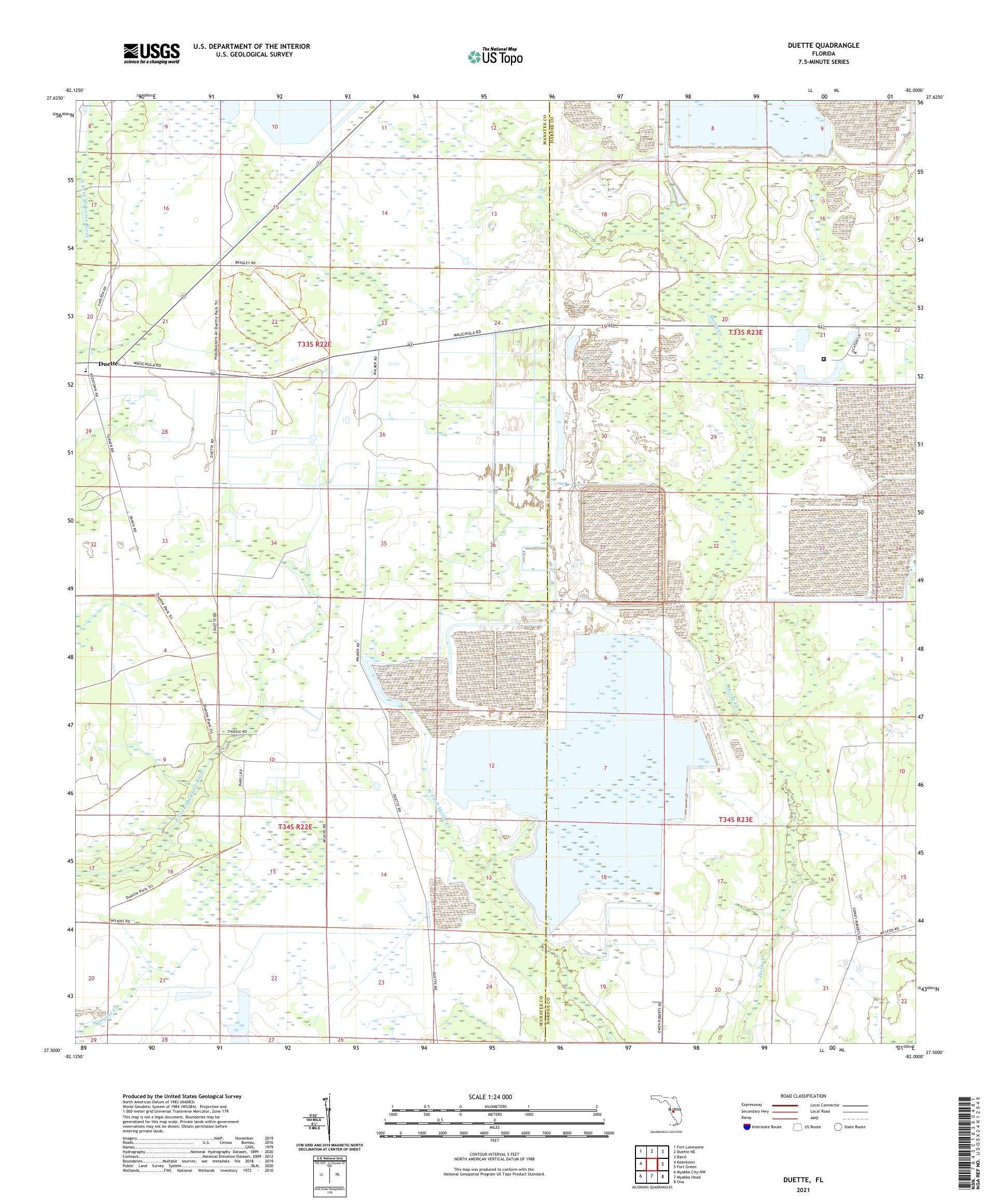Duette Florida US Topo Map – MyTopo Map Store