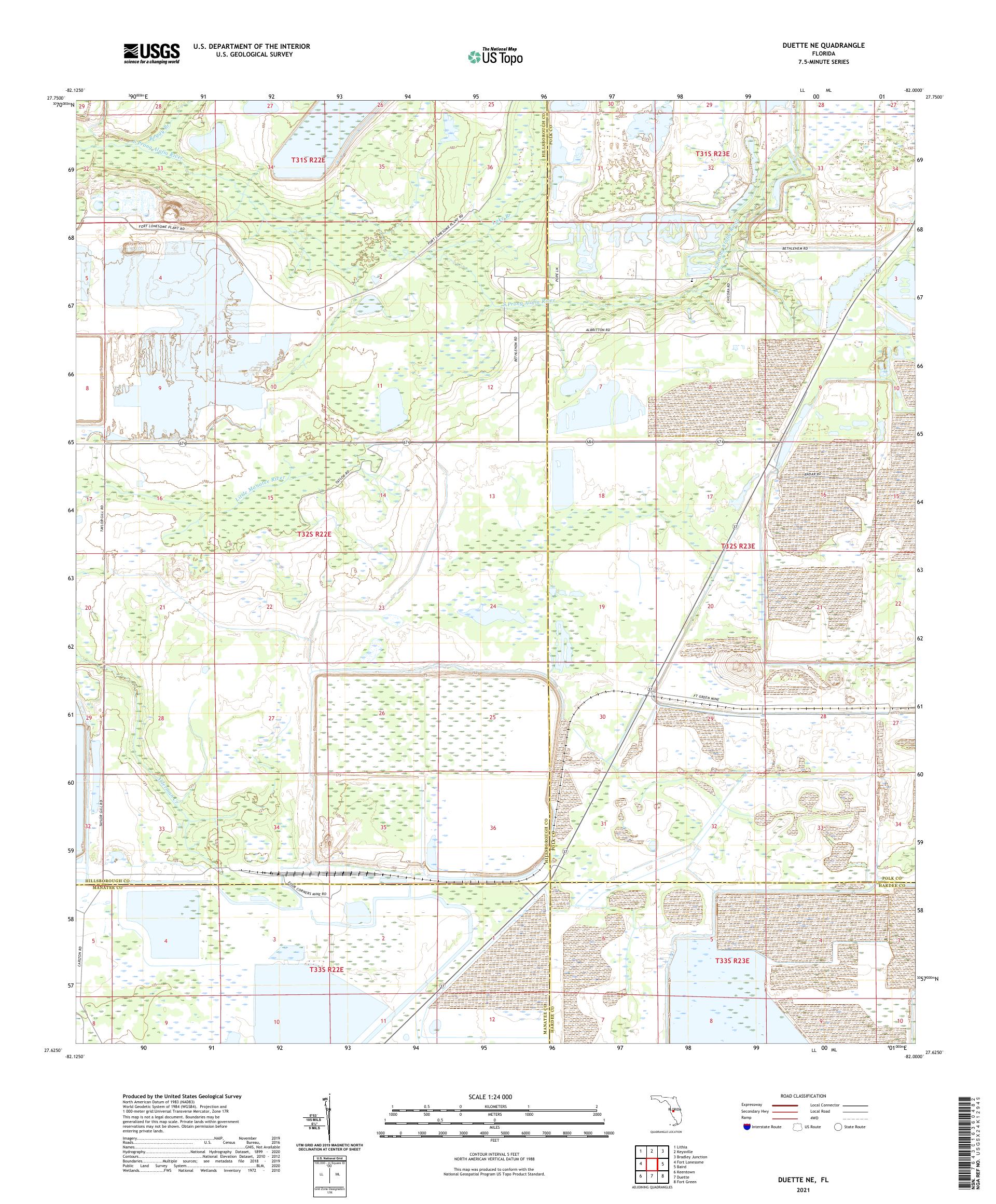 Duette NE Florida US Topo Map – MyTopo Map Store