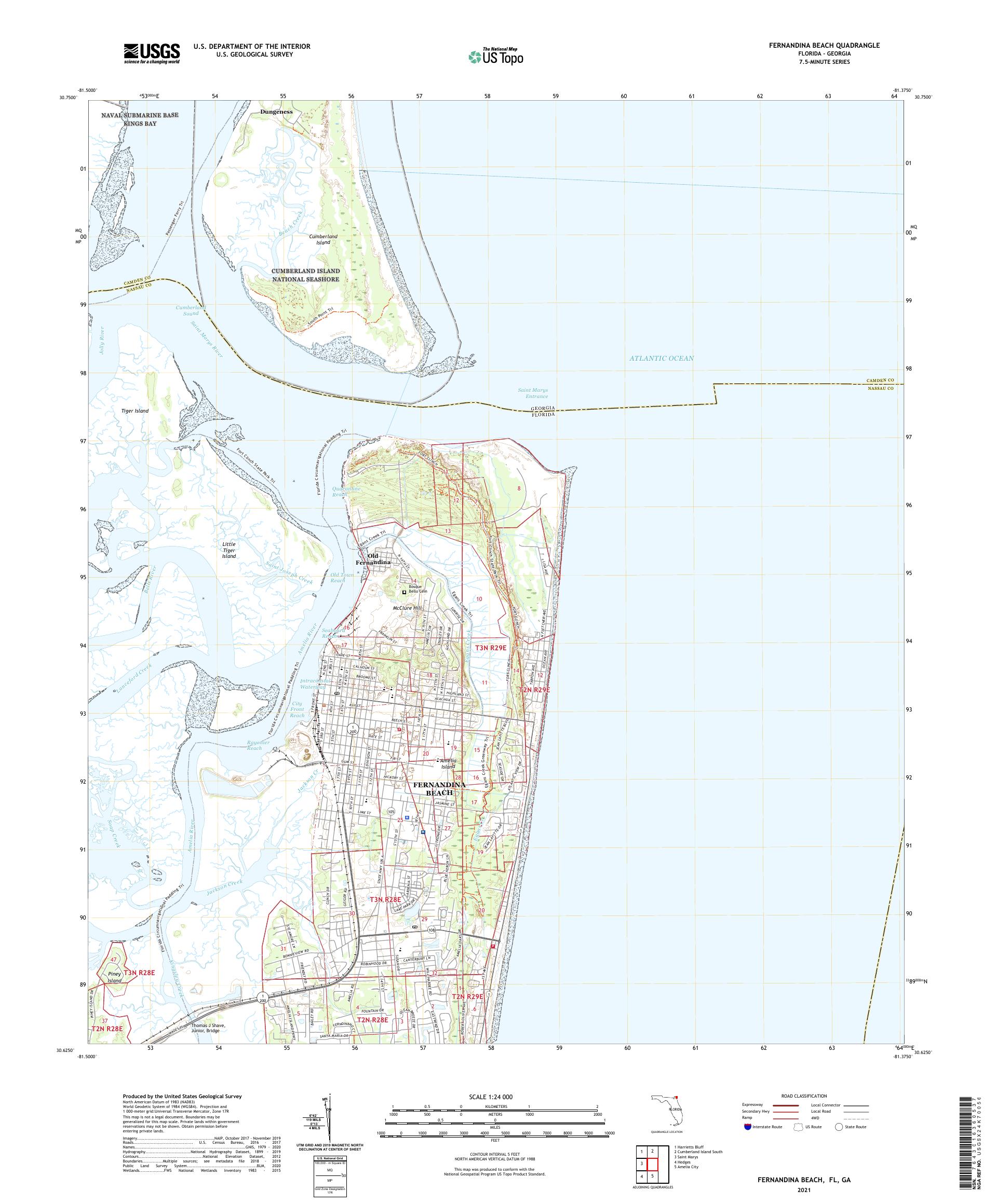Fernandina Beach Florida US Topo Map – MyTopo Map Store