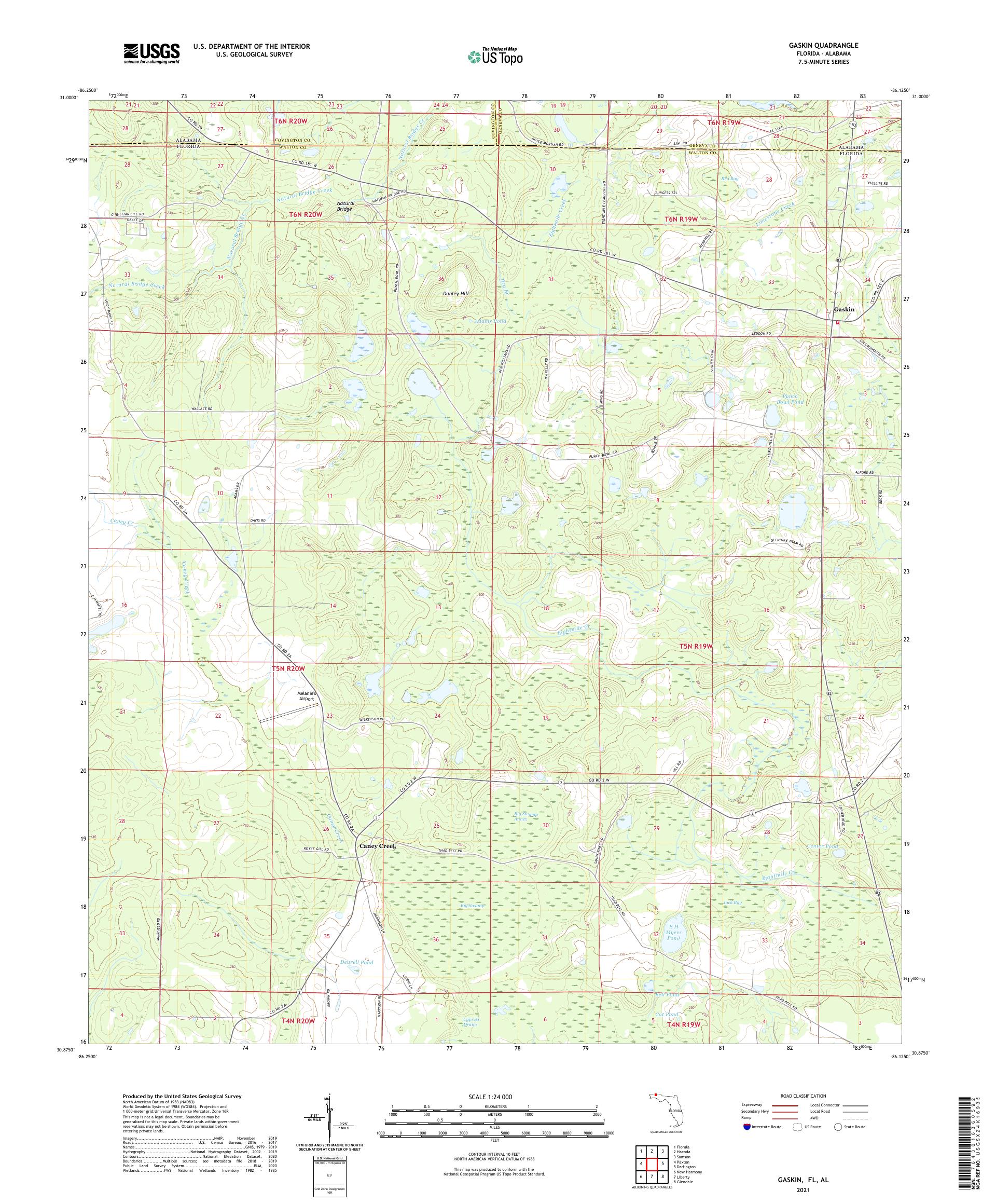 Gaskin Florida US Topo Map – MyTopo Map Store
