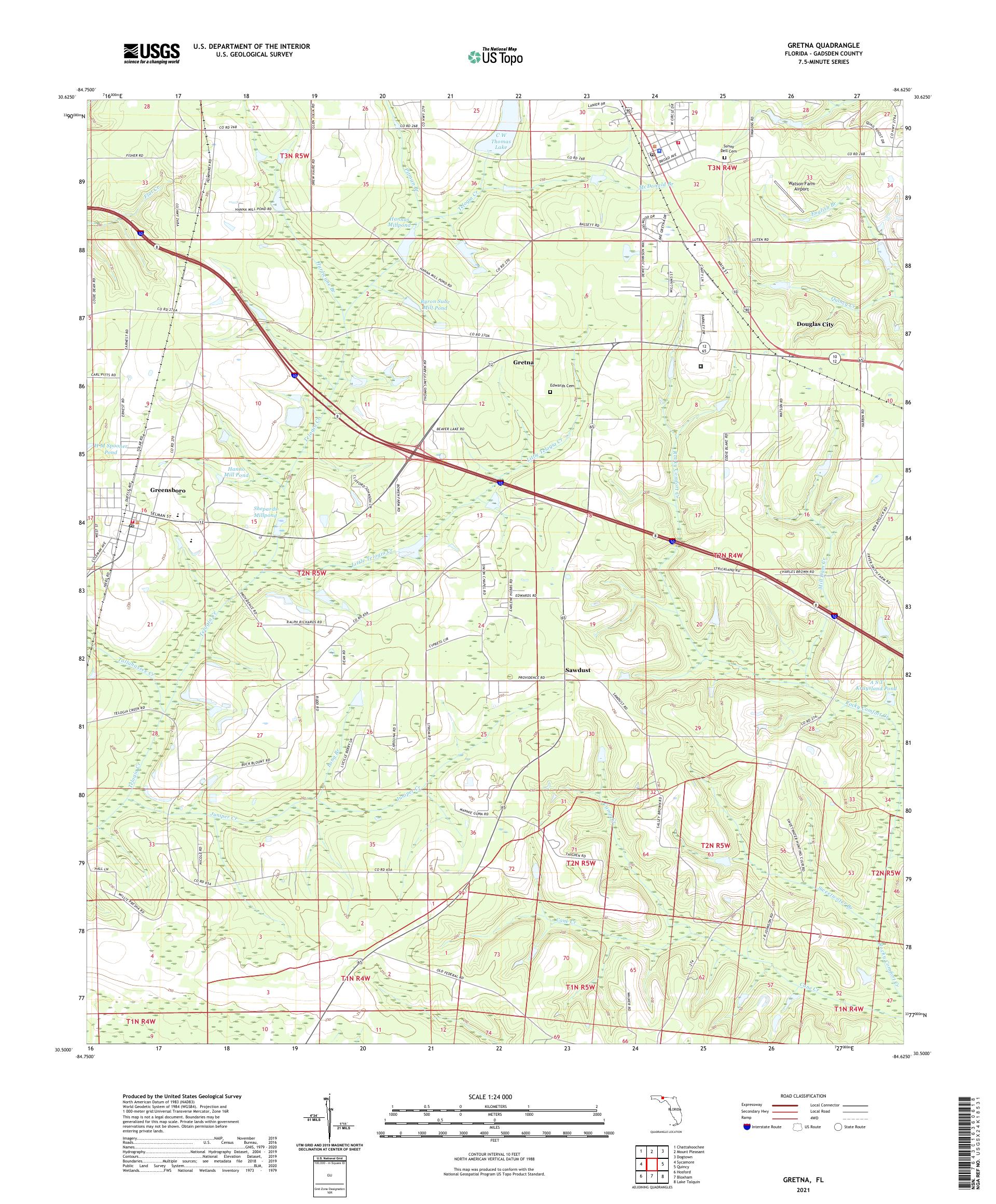 Gretna Florida US Topo Map – MyTopo Map Store