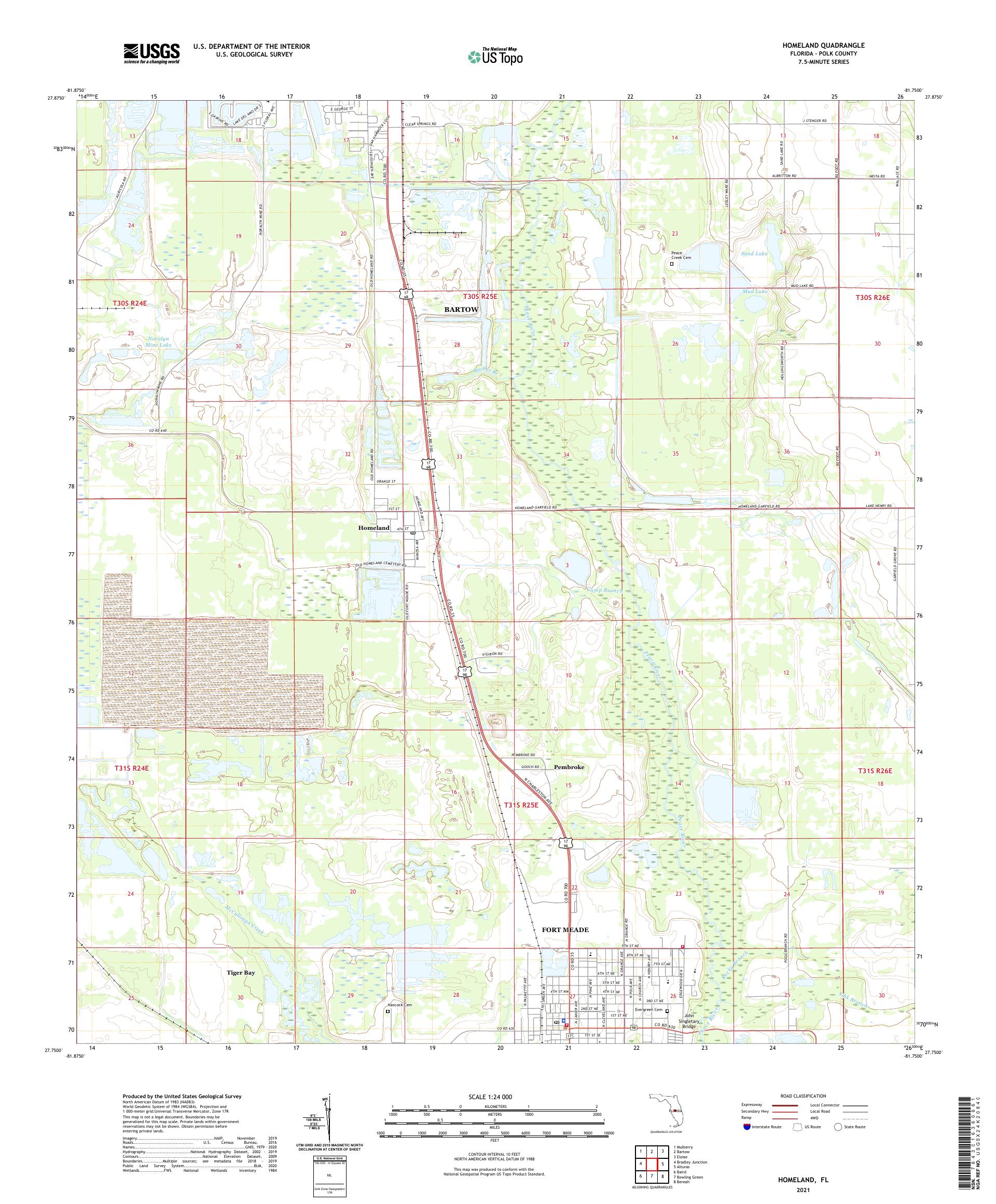 Homeland Florida US Topo Map – MyTopo Map Store