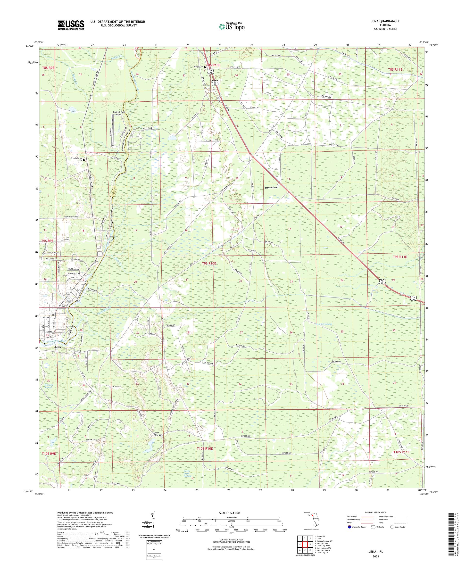 Jena Florida US Topo Map – MyTopo Map Store