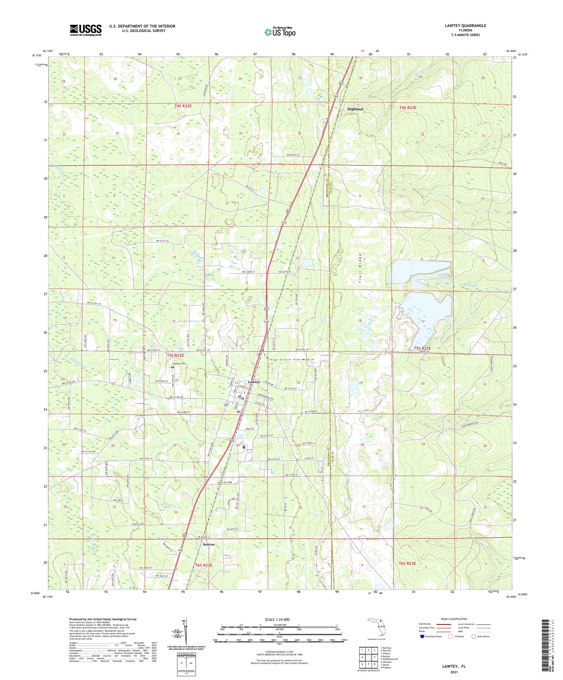 Lawtey Florida US Topo Map – MyTopo Map Store