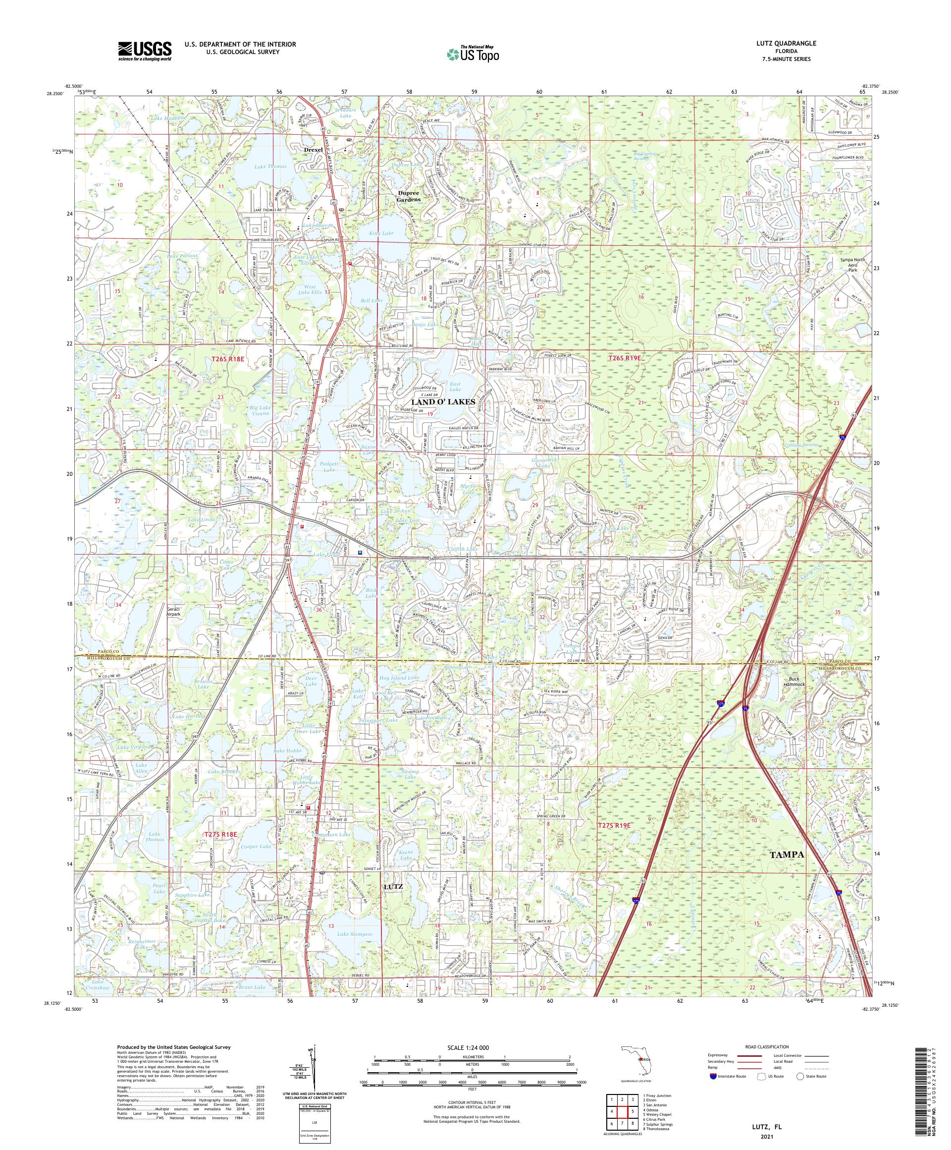 Lutz Florida US Topo Map – MyTopo Map Store