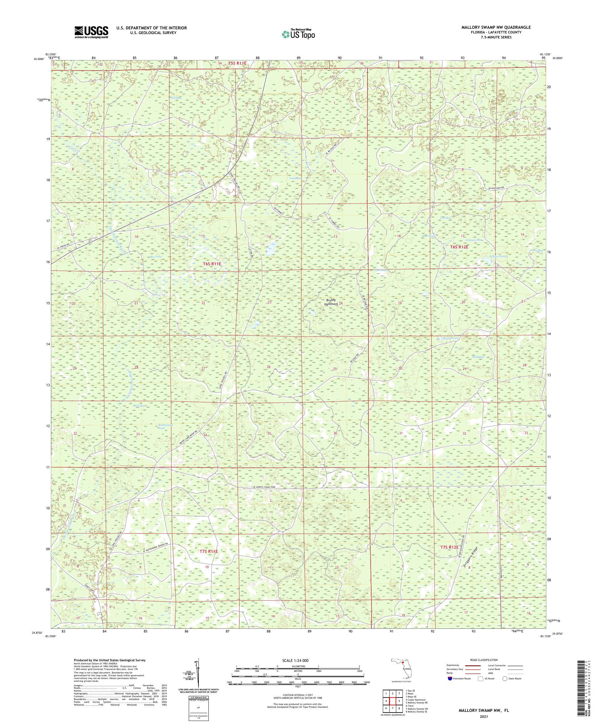 Mallory Swamp NW Florida US Topo Map – MyTopo Map Store
