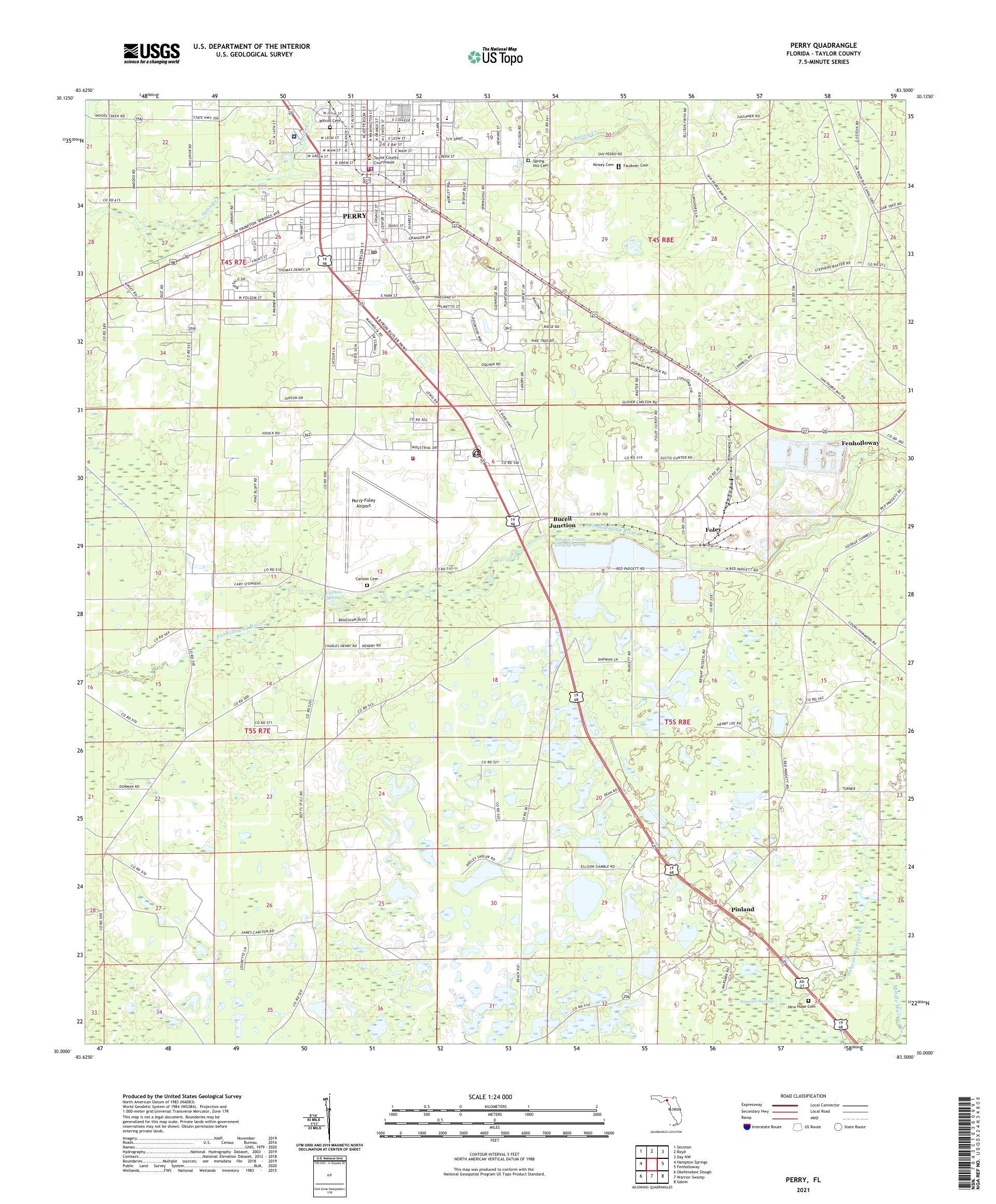 Perry Florida US Topo Map – MyTopo Map Store