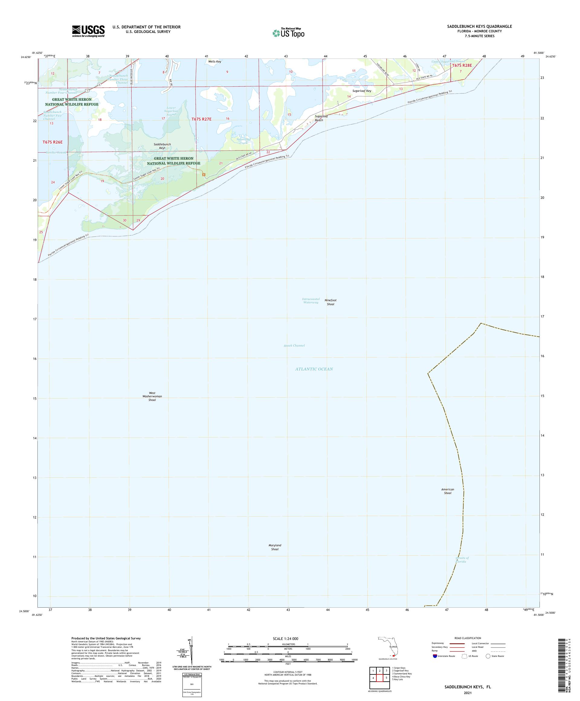 Saddlebunch Keys Florida US Topo Map – MyTopo Map Store