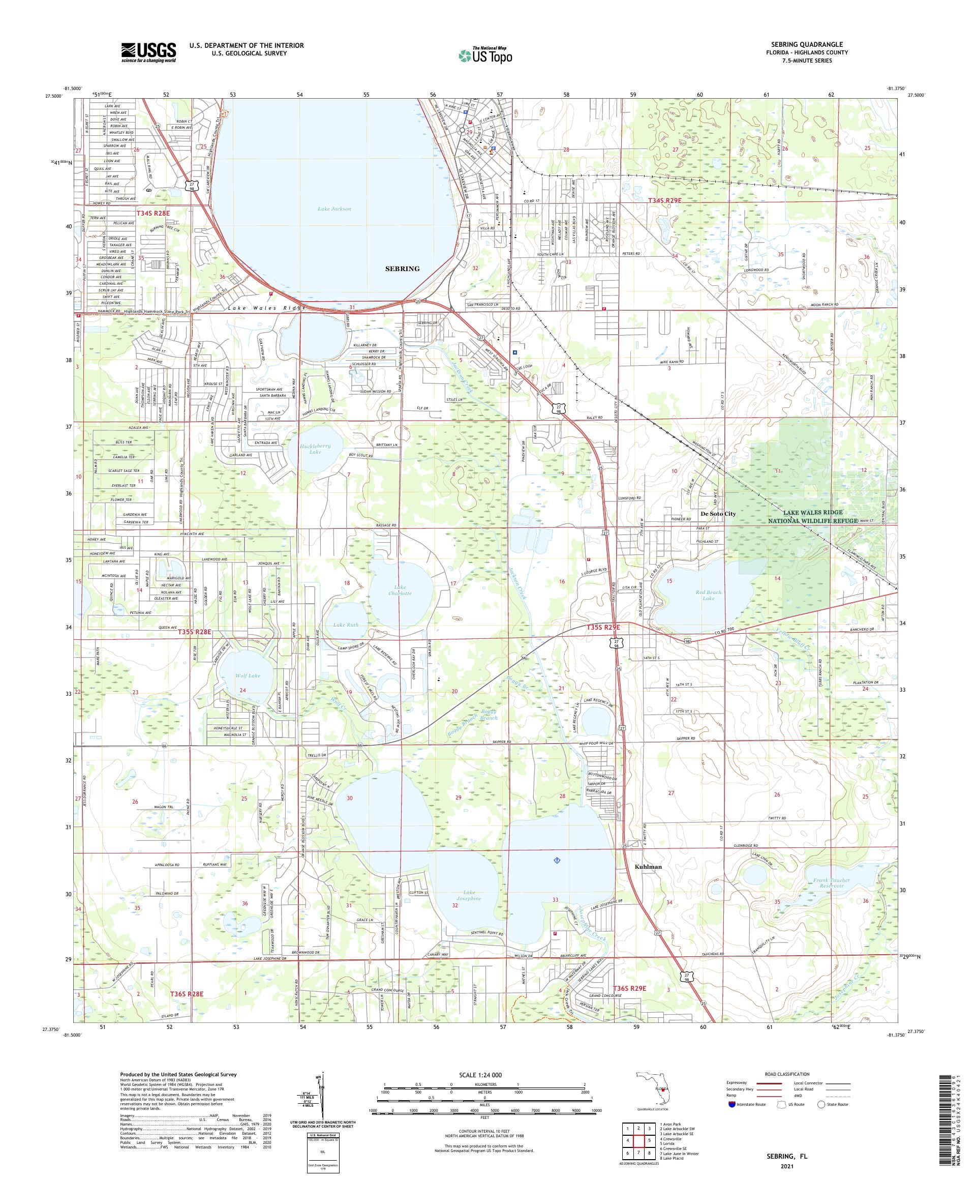 Sebring Florida US Topo Map – MyTopo Map Store