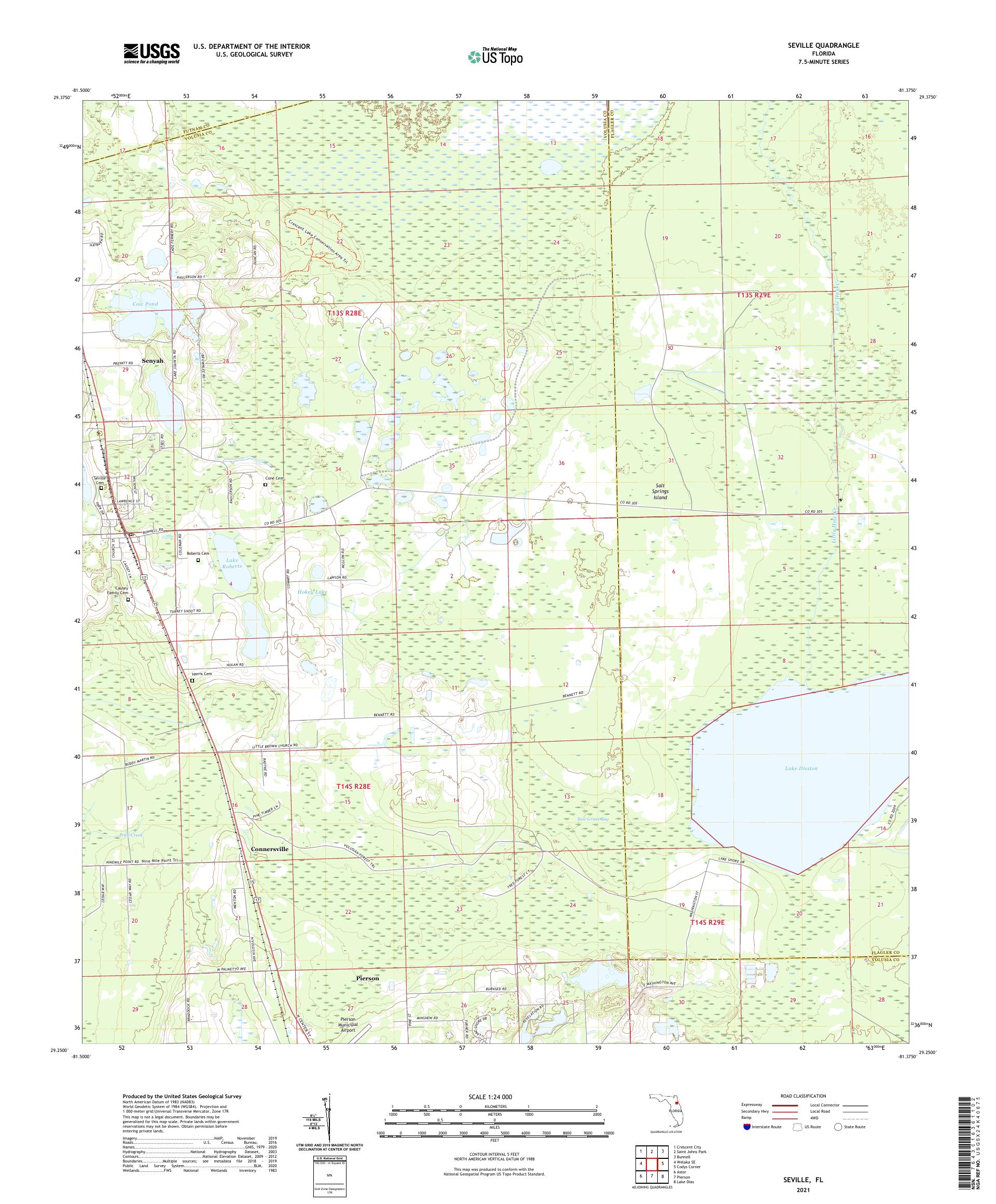 Seville Florida US Topo Map – MyTopo Map Store