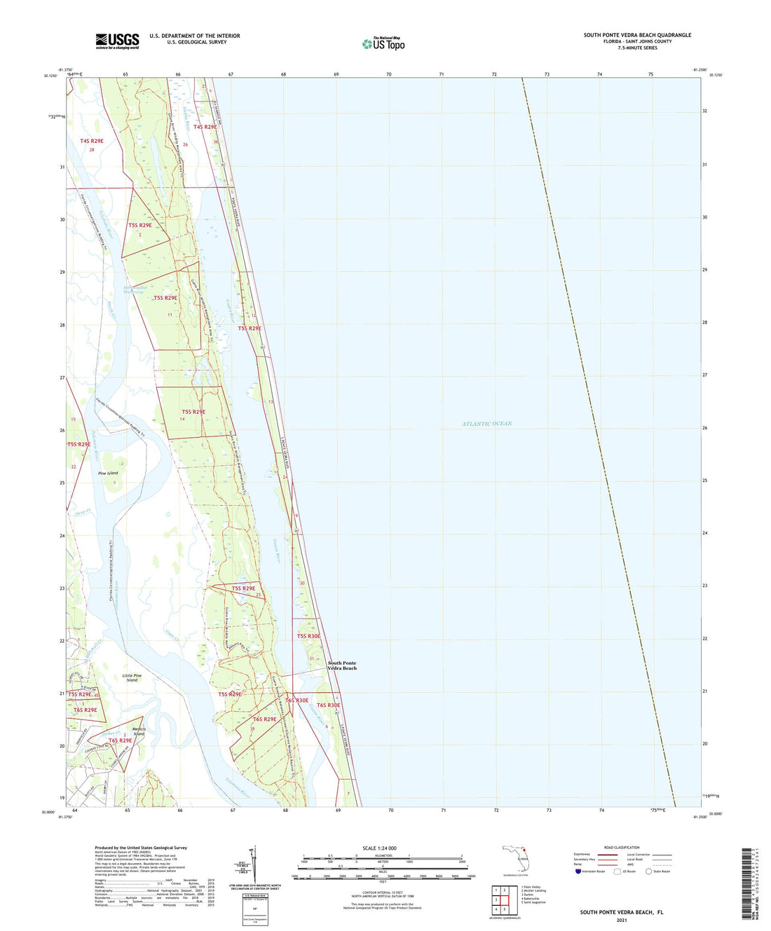 South Ponte Vedra Beach Florida US Topo Map – MyTopo Map Store