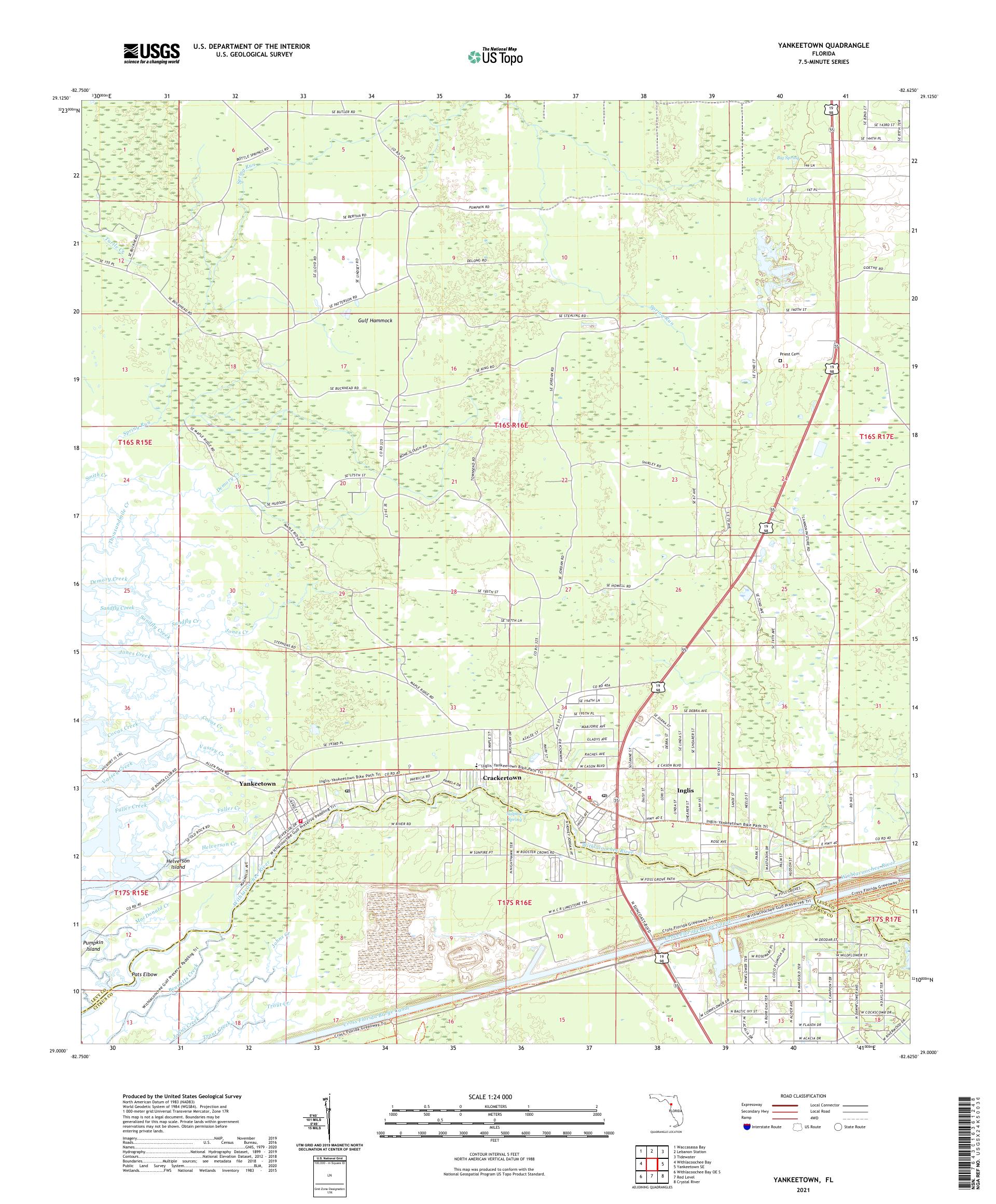 Yankeetown Florida US Topo Map – MyTopo Map Store