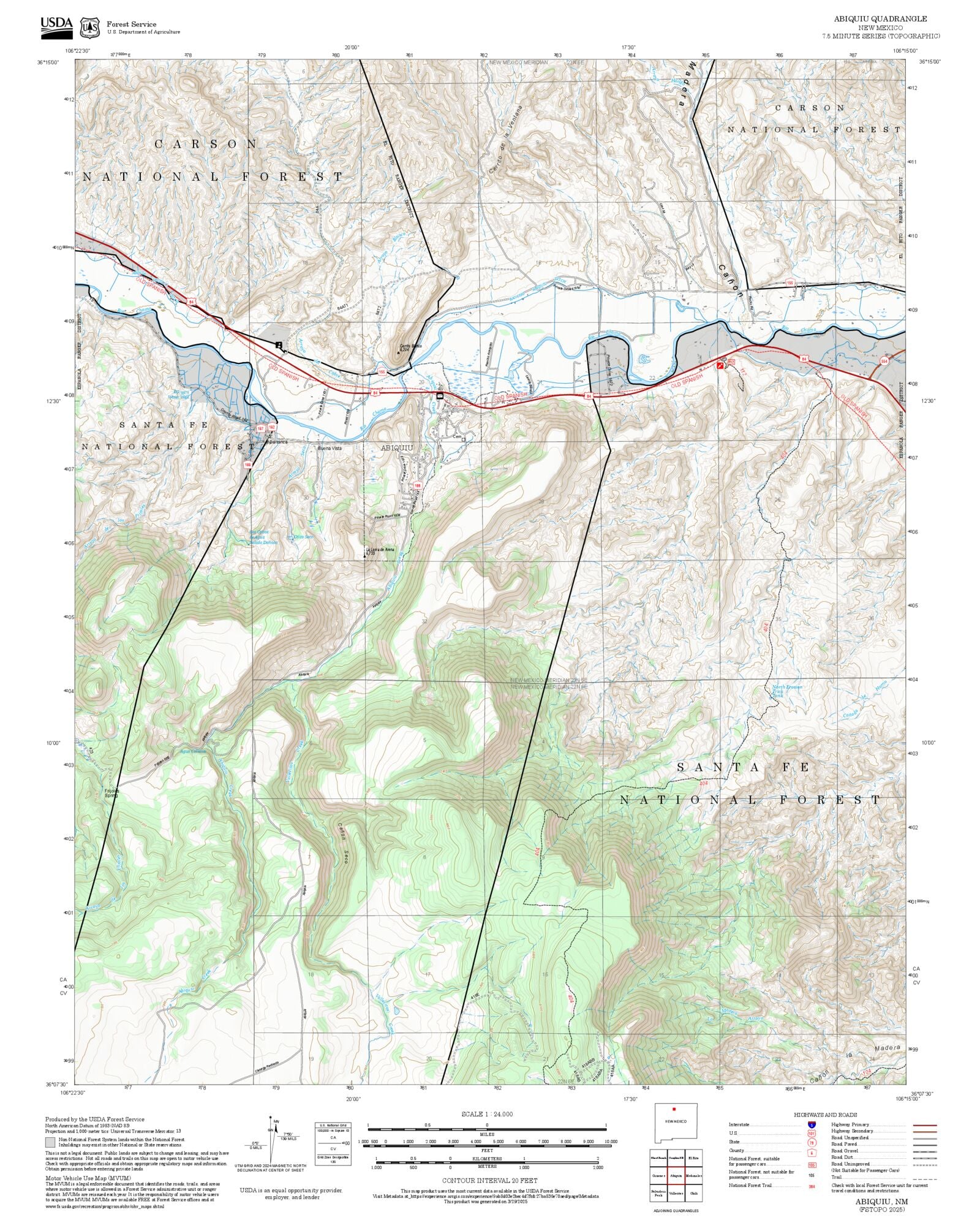 2025 Forest Service Topo Map of Abiquiu New Mexico – MyTopo Map Store