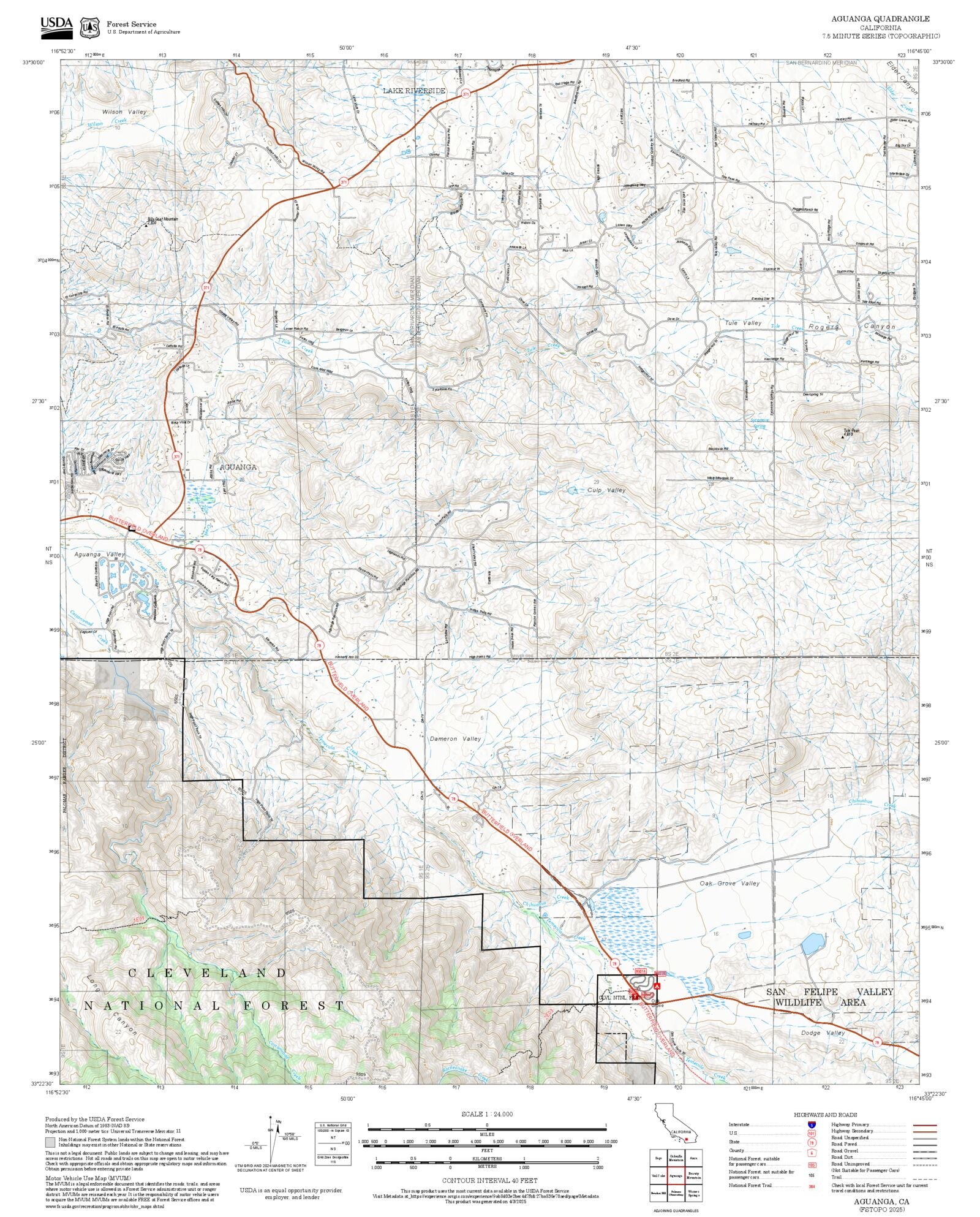 2025 Forest Service Topo Map of Aguanga California – MyTopo Map Store