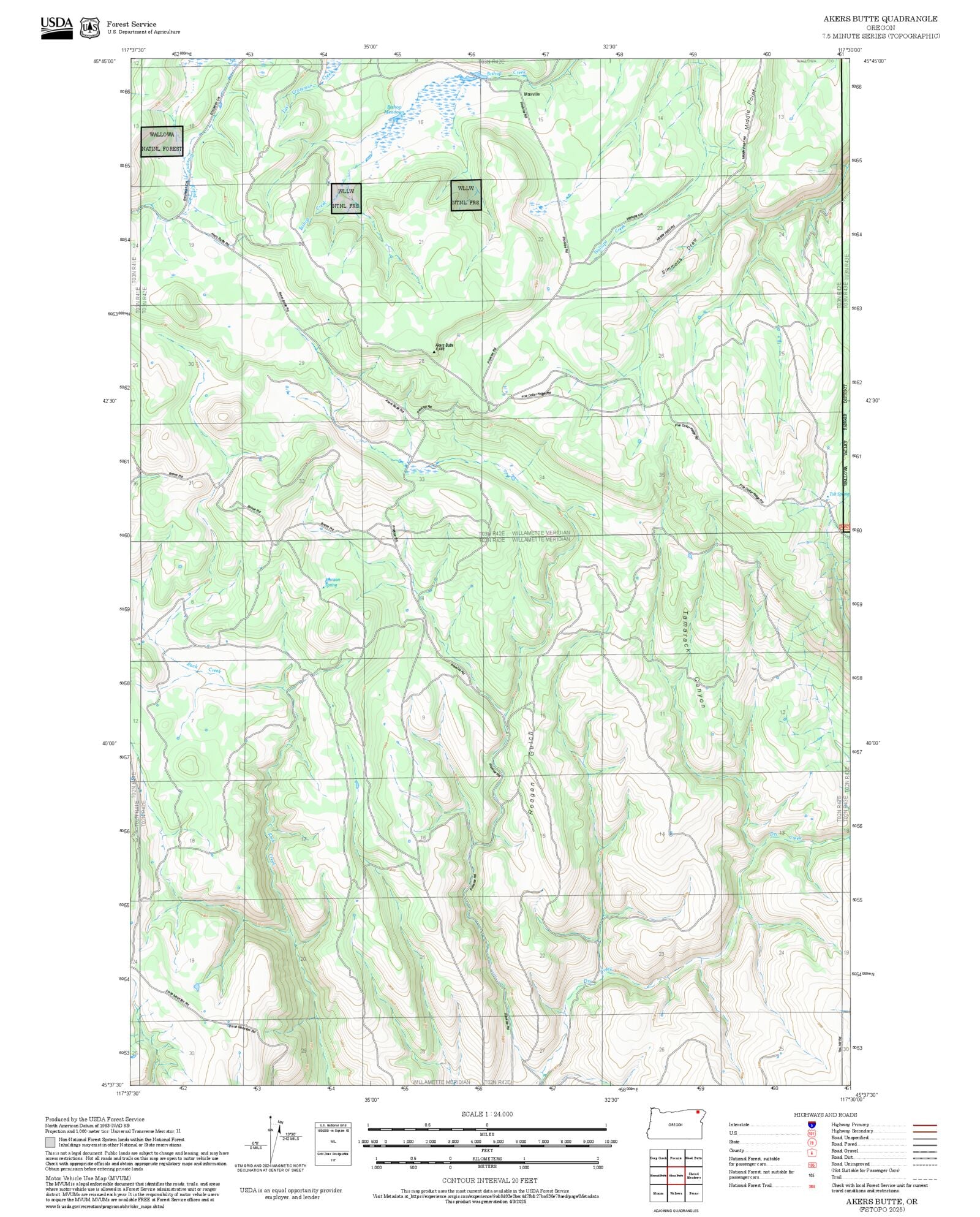 2025 Forest Service Topo Map of Akers Butte Oregon – MyTopo Map Store