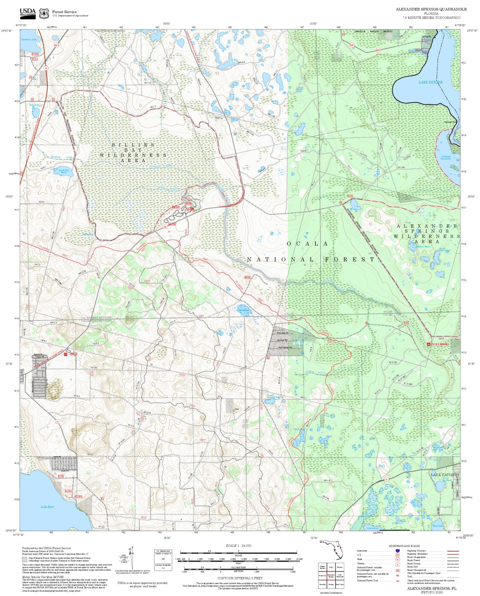 2025 Forest Service Topo Map of Alexander Springs Florida – MyTopo Map ...