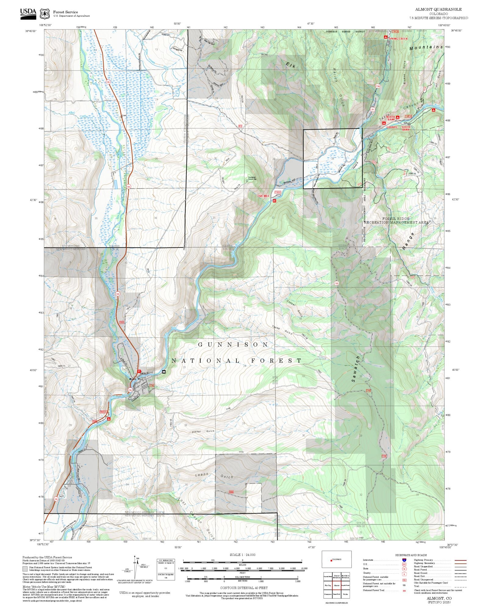 2025 Forest Service Topo Map of Almont Colorado – MyTopo Map Store