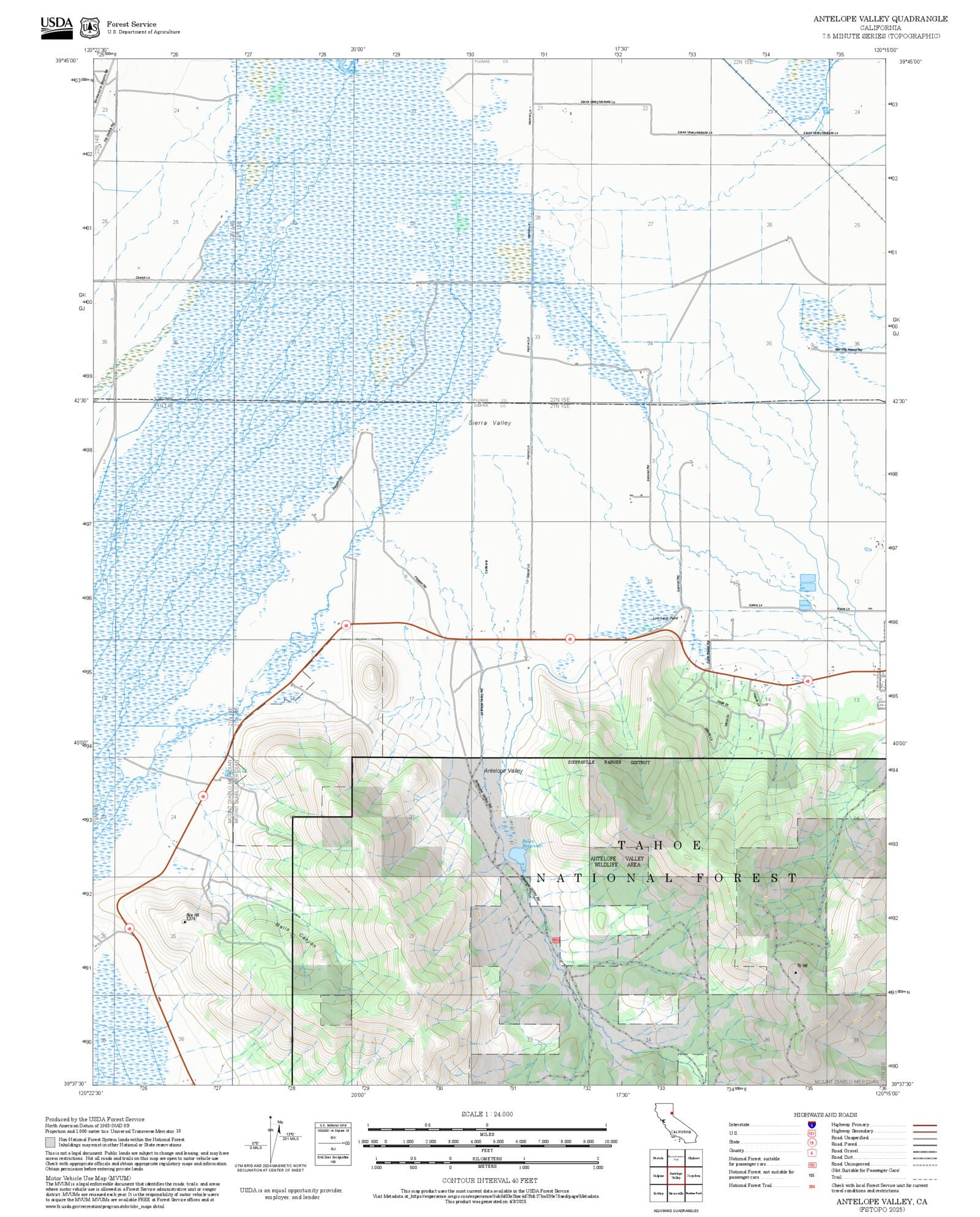 2025 Forest Service Topo Map of Antelope Valley California – MyTopo Map ...
