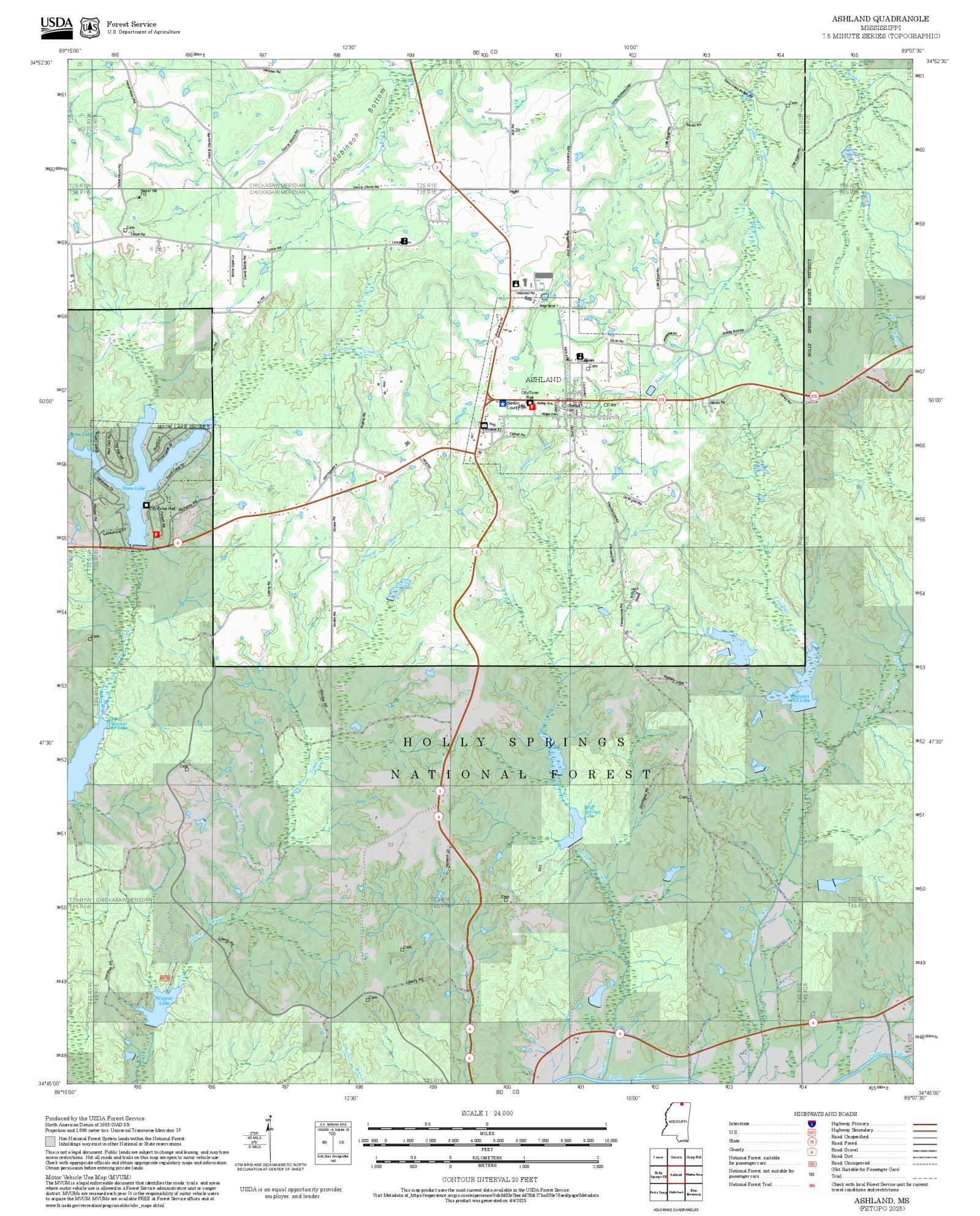 2025 Forest Service Topo Map of Ashland Mississippi – MyTopo Map Store