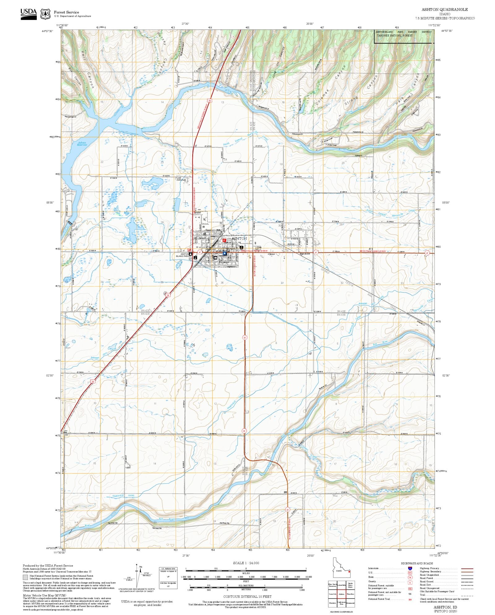 2025 Forest Service Topo Map of Ashton Idaho – MyTopo Map Store