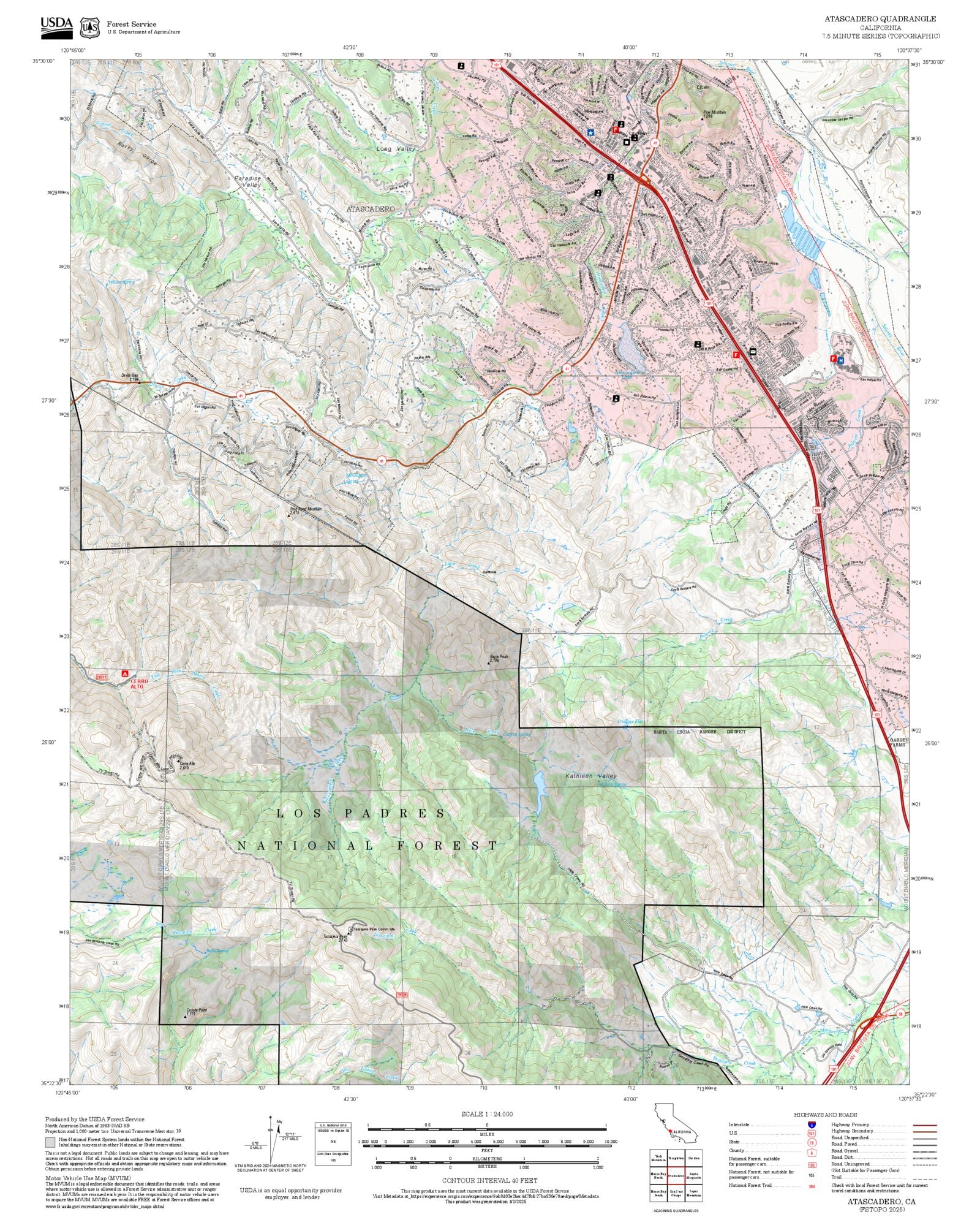 2025 Forest Service Topo Map of Atascadero California – MyTopo Map Store