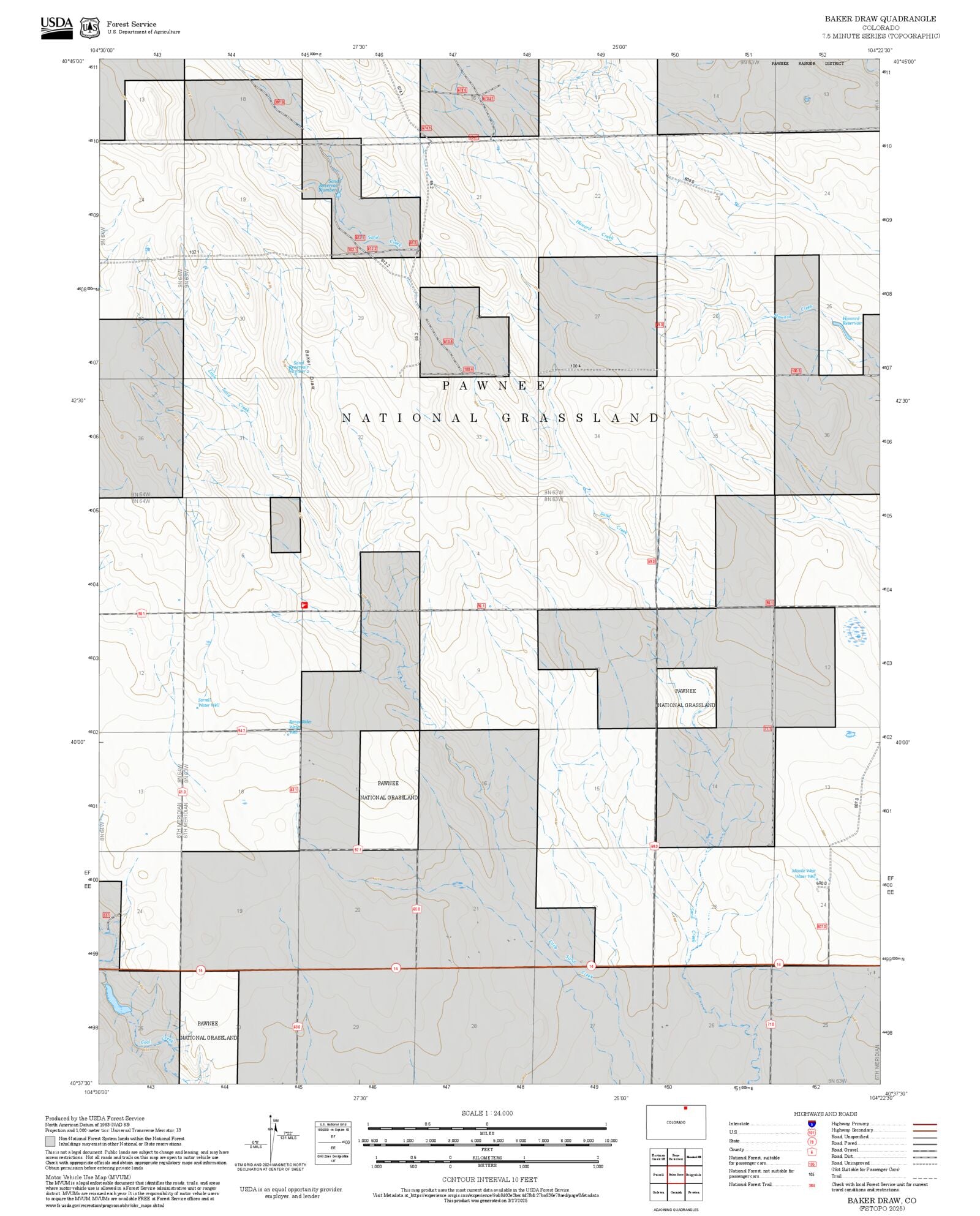 2025 Forest Service Topo Map of Baker Draw Colorado – MyTopo Map Store