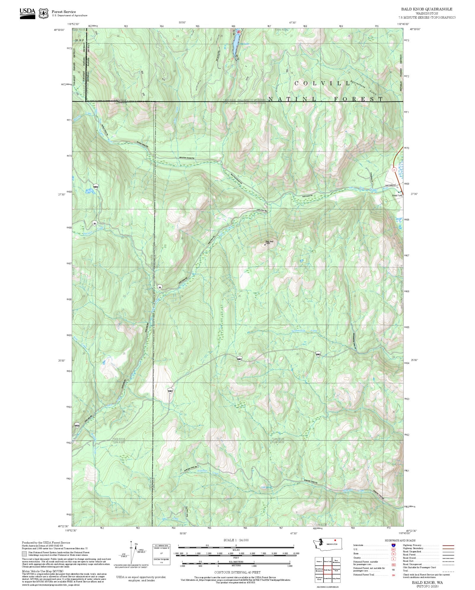 2025 Forest Service Topo Map of Bald Knob Washington – MyTopo Map Store
