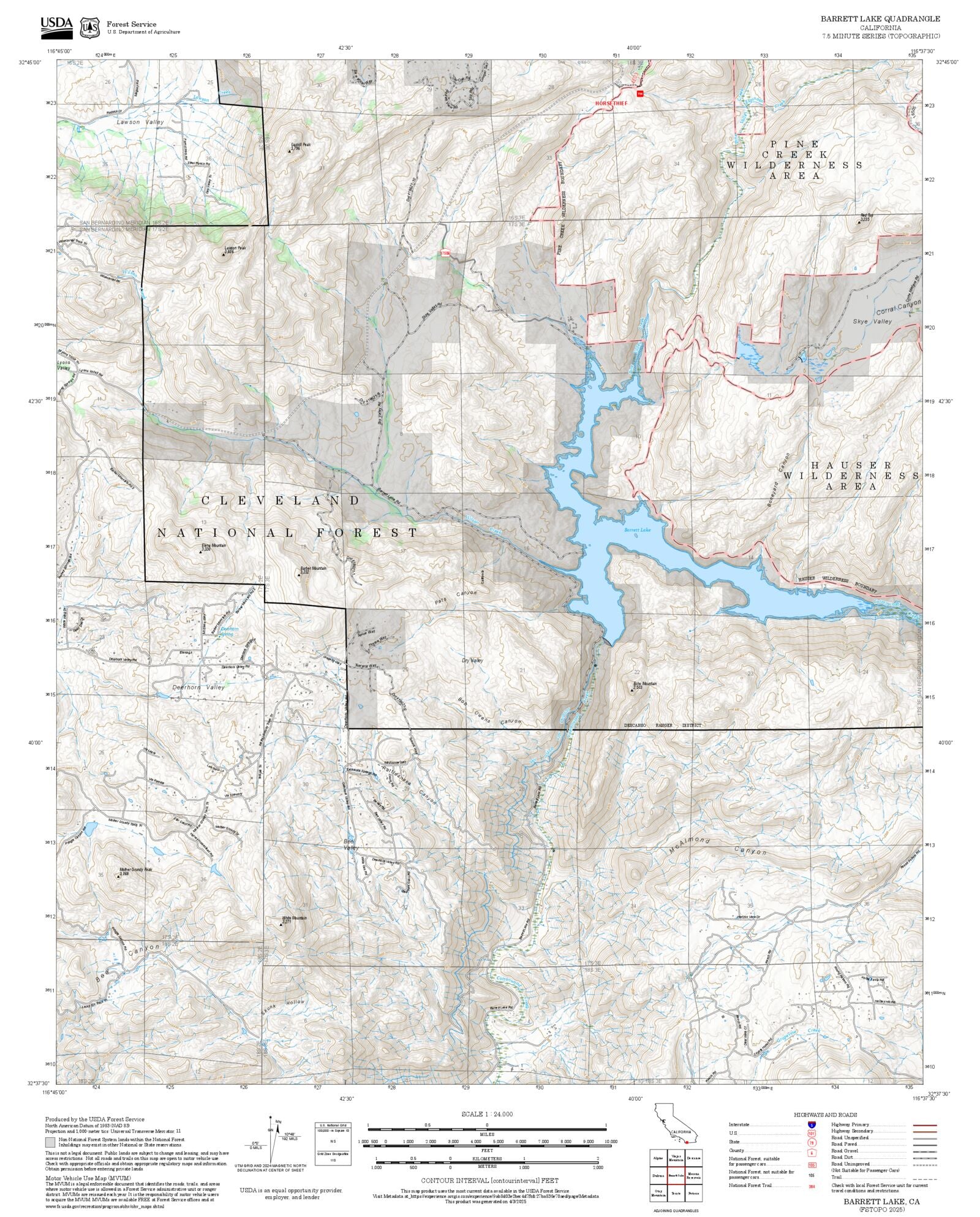 2025 Forest Service Topo Map of Barrett Lake California – MyTopo Map Store