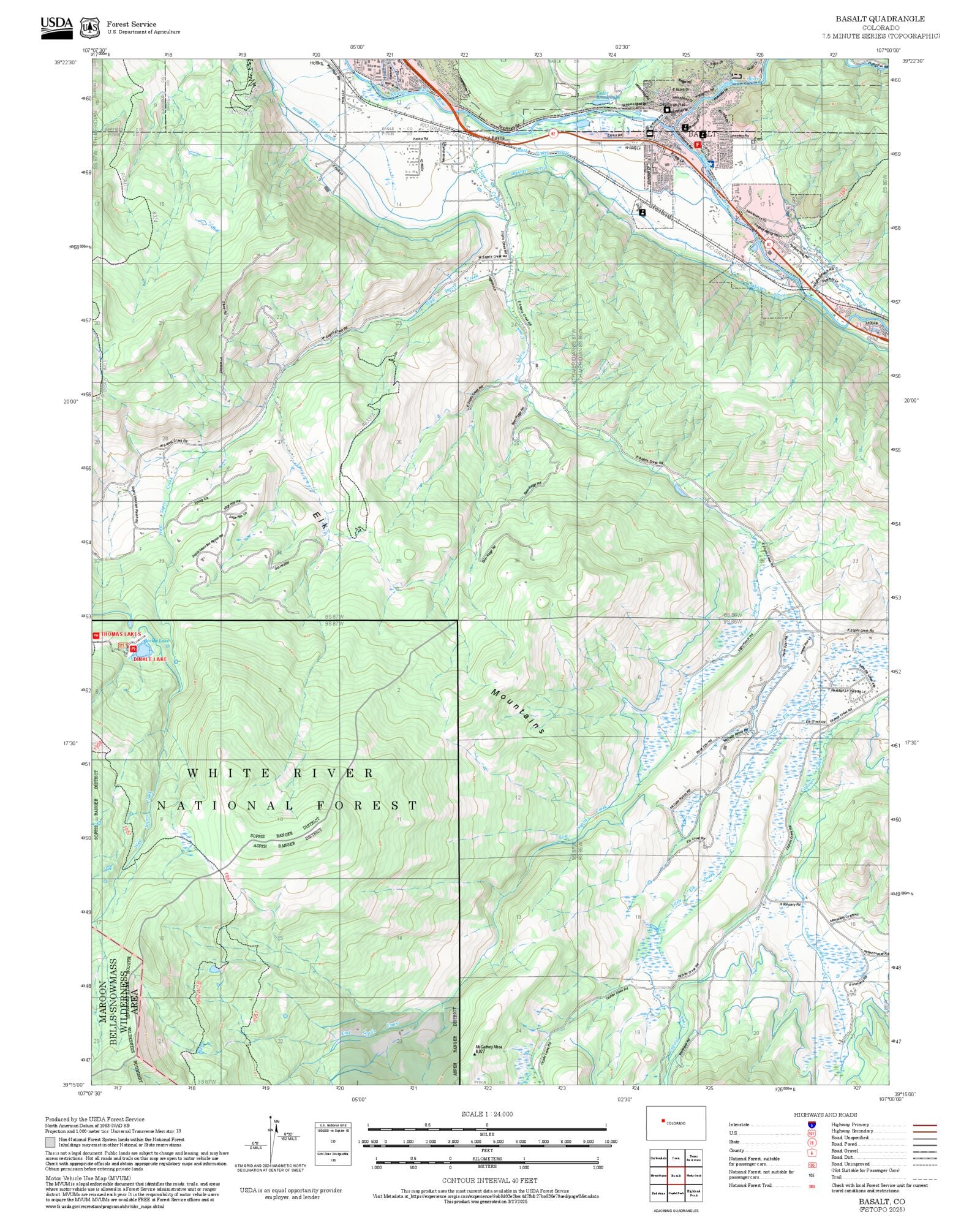 2025 Forest Service Topo Map of Basalt Colorado – MyTopo Map Store