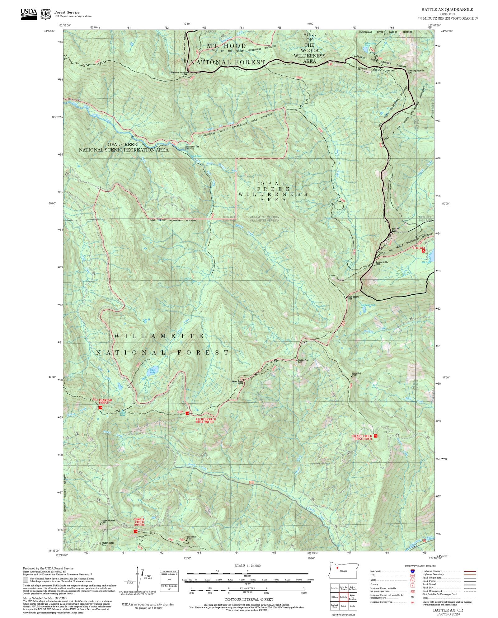 2025 Forest Service Topo Map of Battle Ax Oregon – MyTopo Map Store