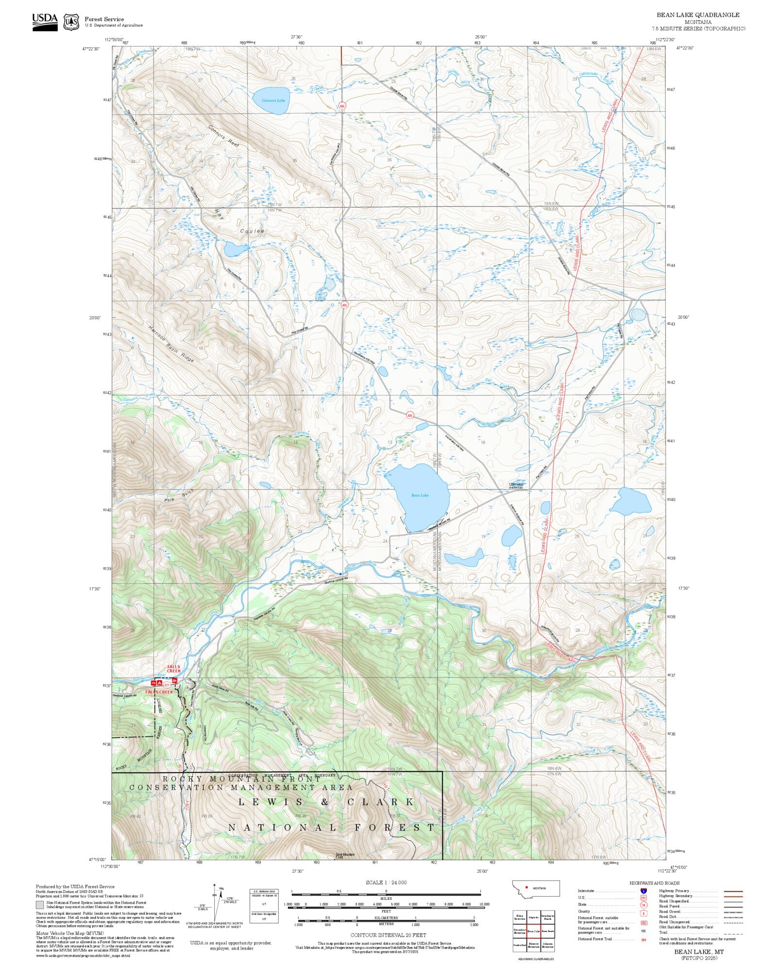 2025 Forest Service Topo Map of Bean Lake Montana – MyTopo Map Store