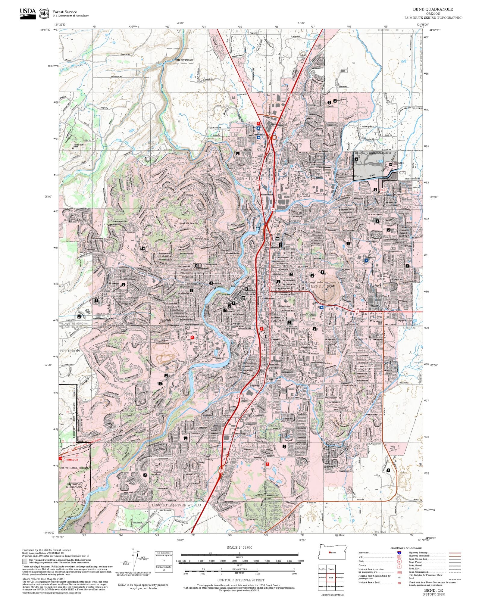 2025 Forest Service Topo Map of Bend Oregon – MyTopo Map Store