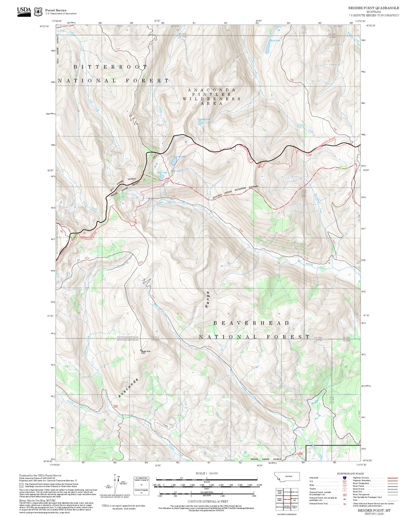 2025 Forest Service Topo Map of Bender Point Montana – MyTopo Map Store