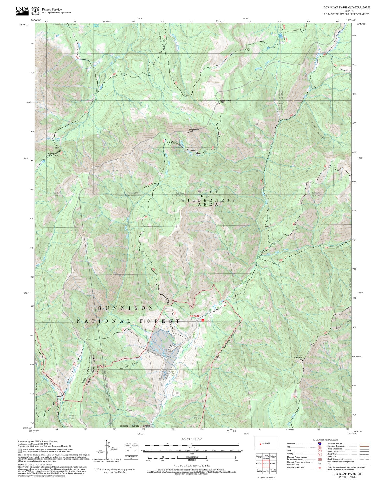 2025 Forest Service Topo Map of Big Soap Park Colorado – MyTopo Map Store