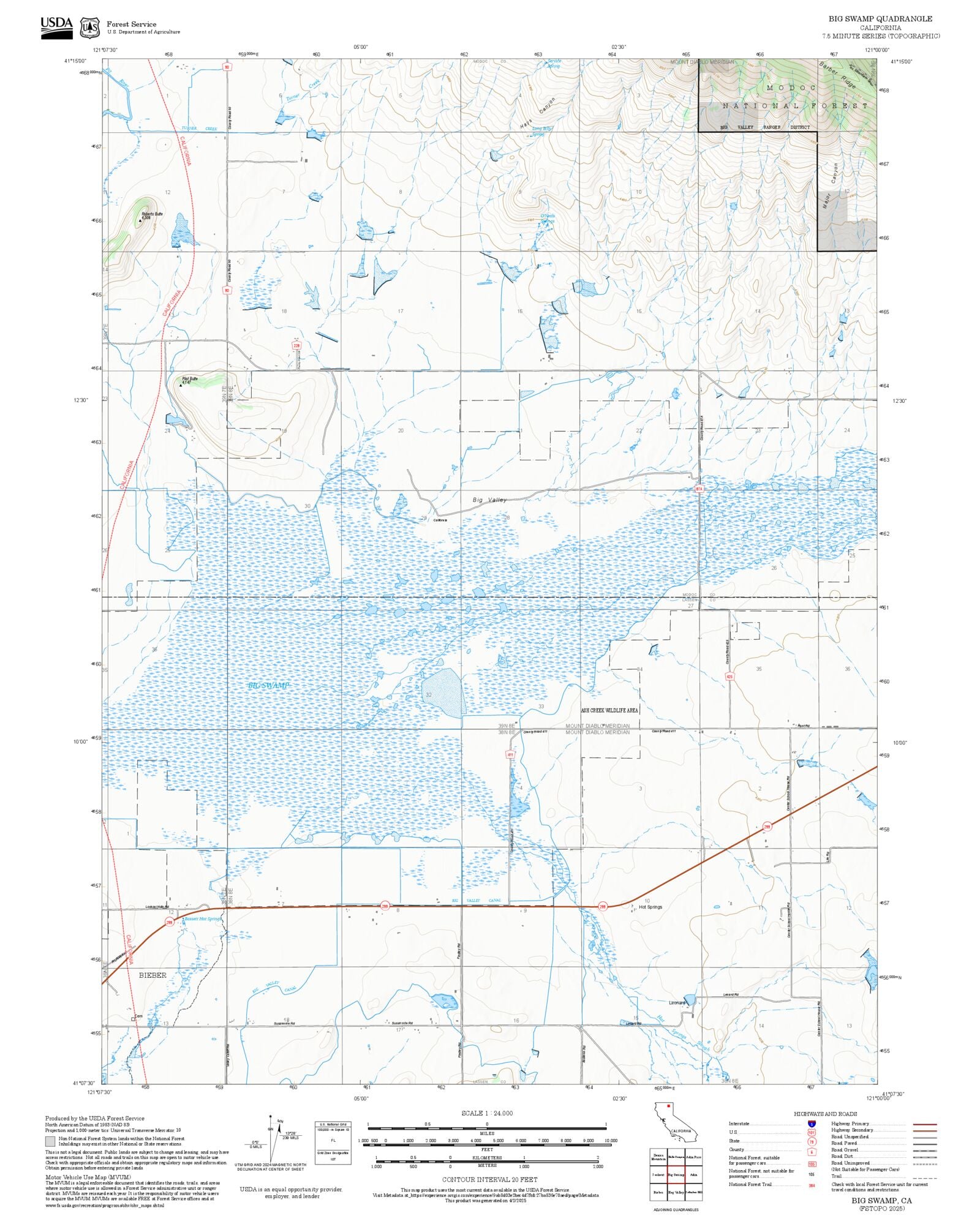 2025 Forest Service Topo Map of Big Swamp California – MyTopo Map Store