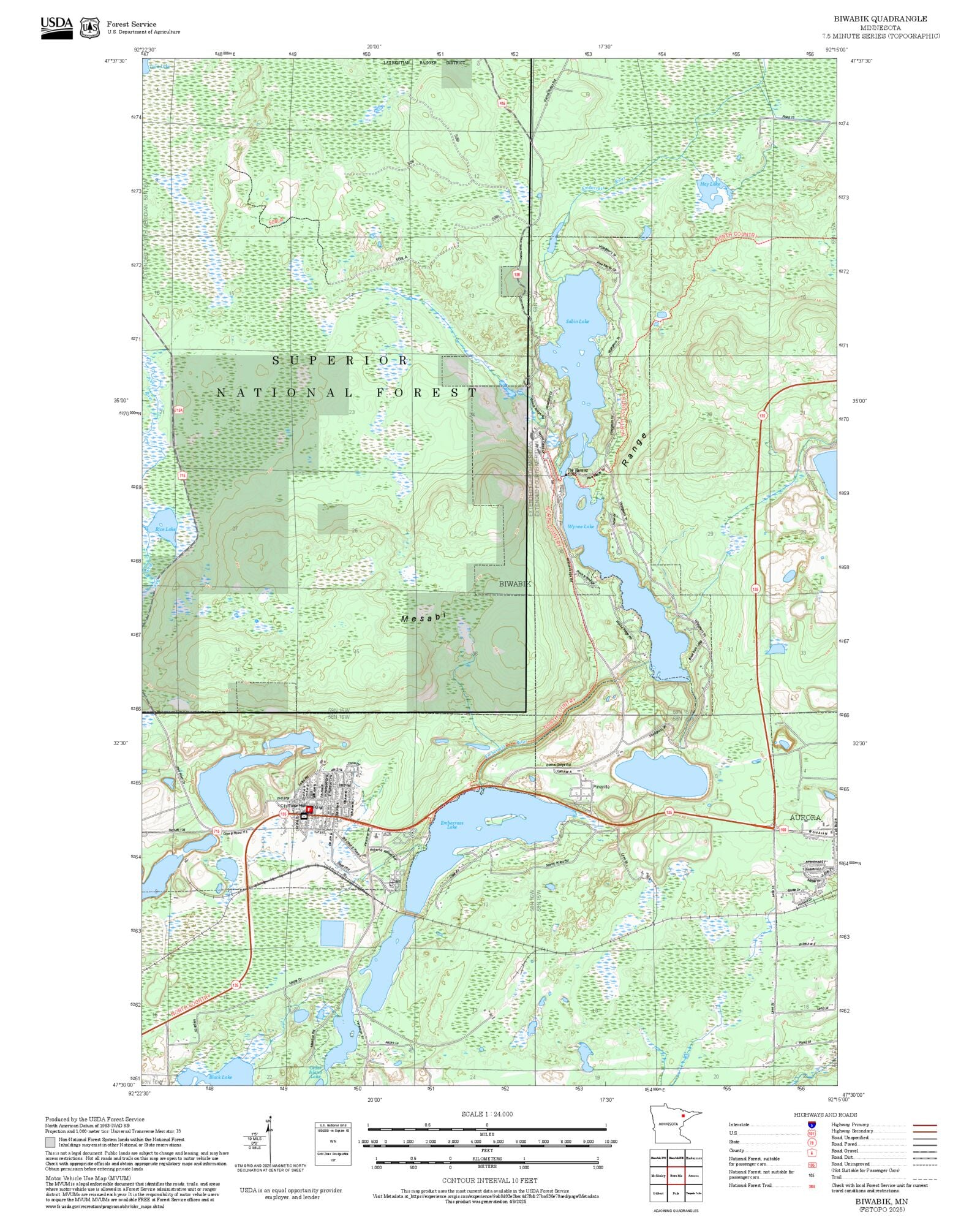 2025 Forest Service Topo Map of Biwabik Minnesota – MyTopo Map Store