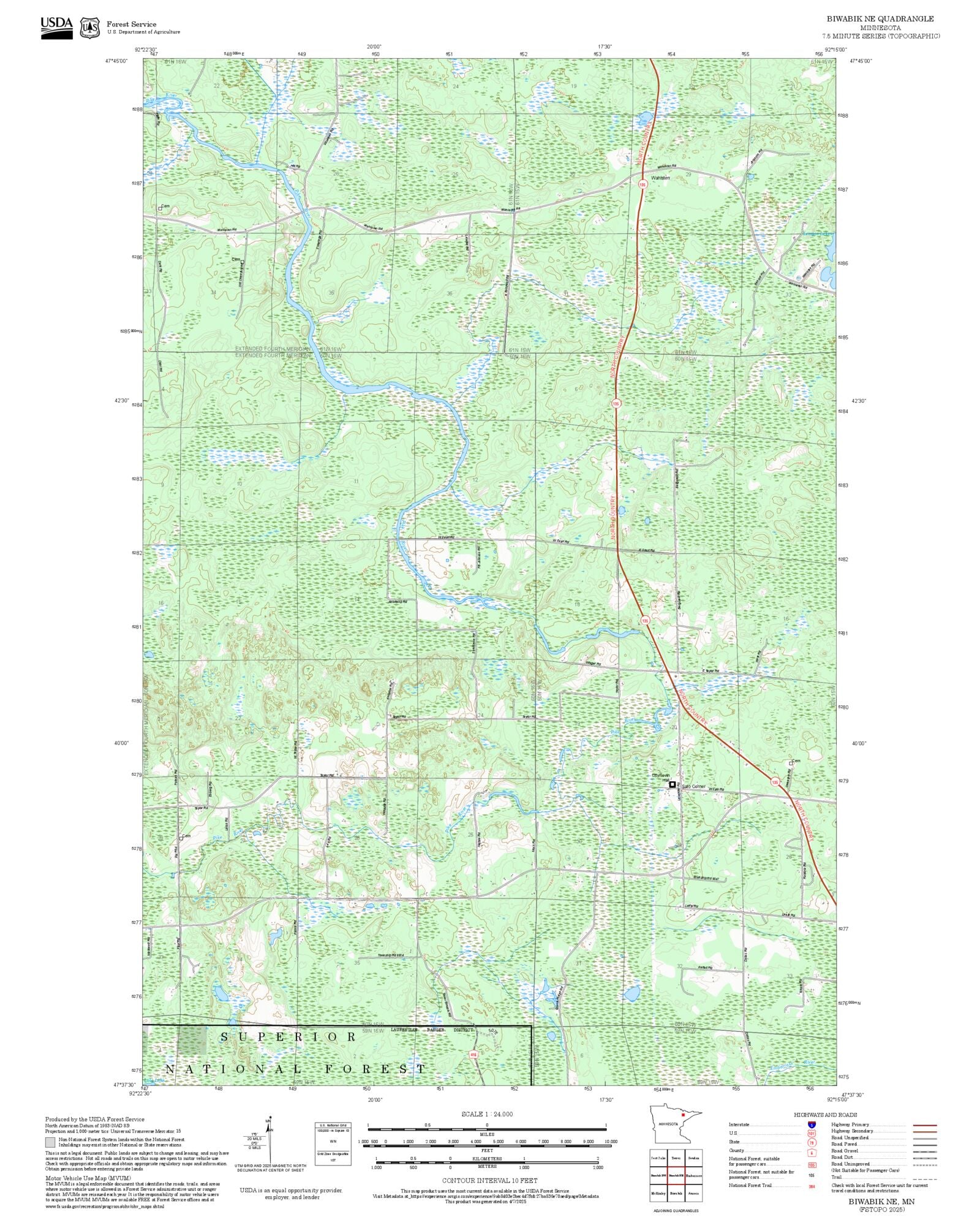 2025 Forest Service Topo Map of Biwabik NE Minnesota – MyTopo Map Store